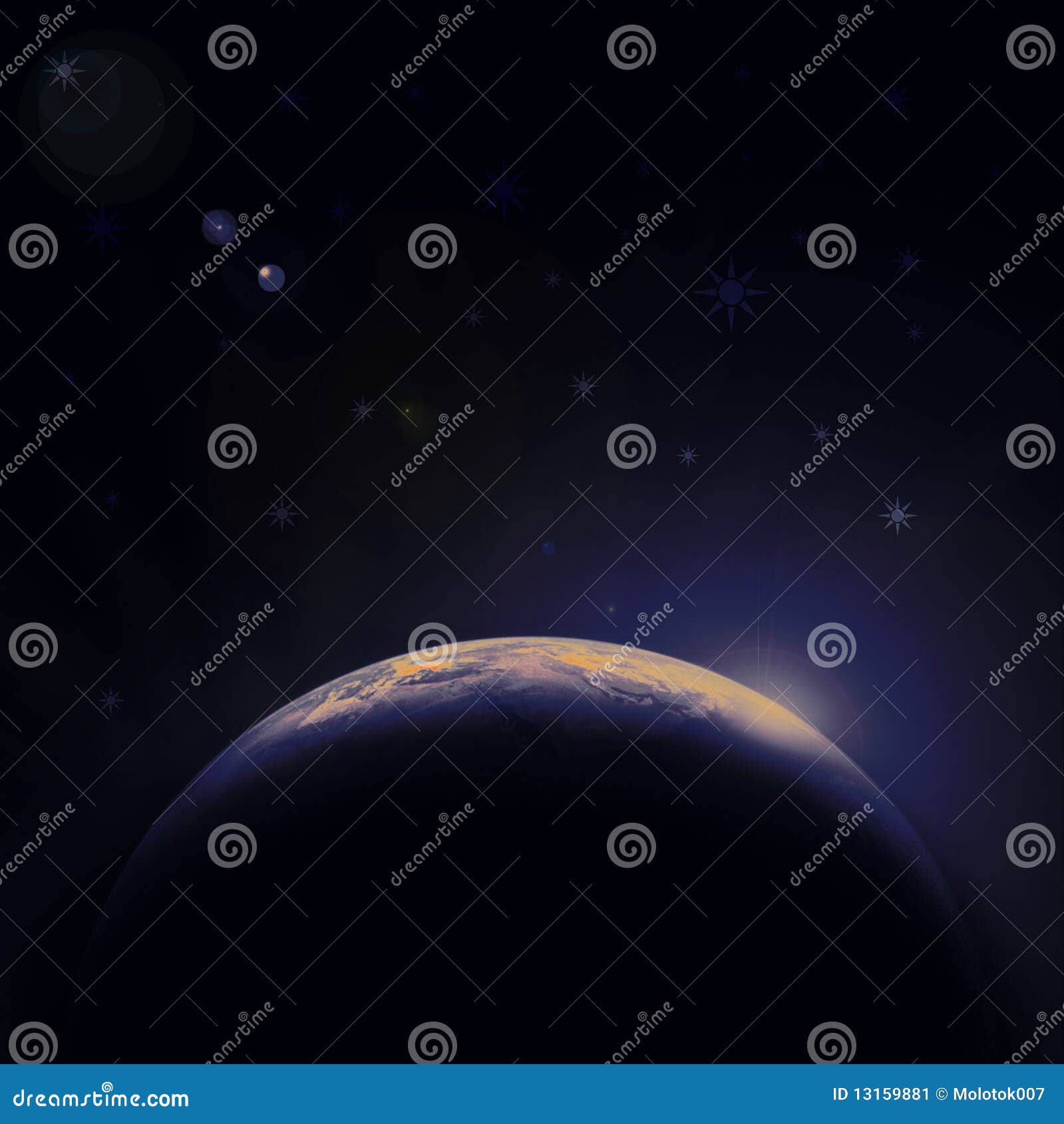 Earth Blue Planet in Space with Star Stock Illustration - Illustration ...