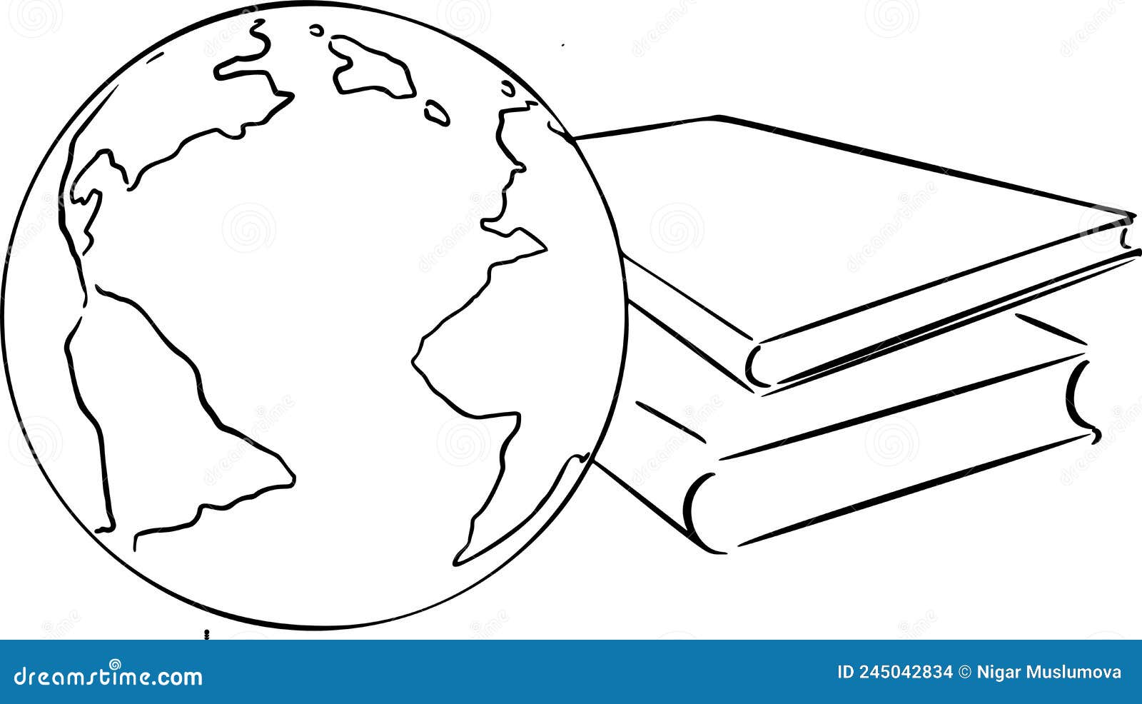 Earth, Books, Hand Draw Vector Illustration Art Stock Vector ...