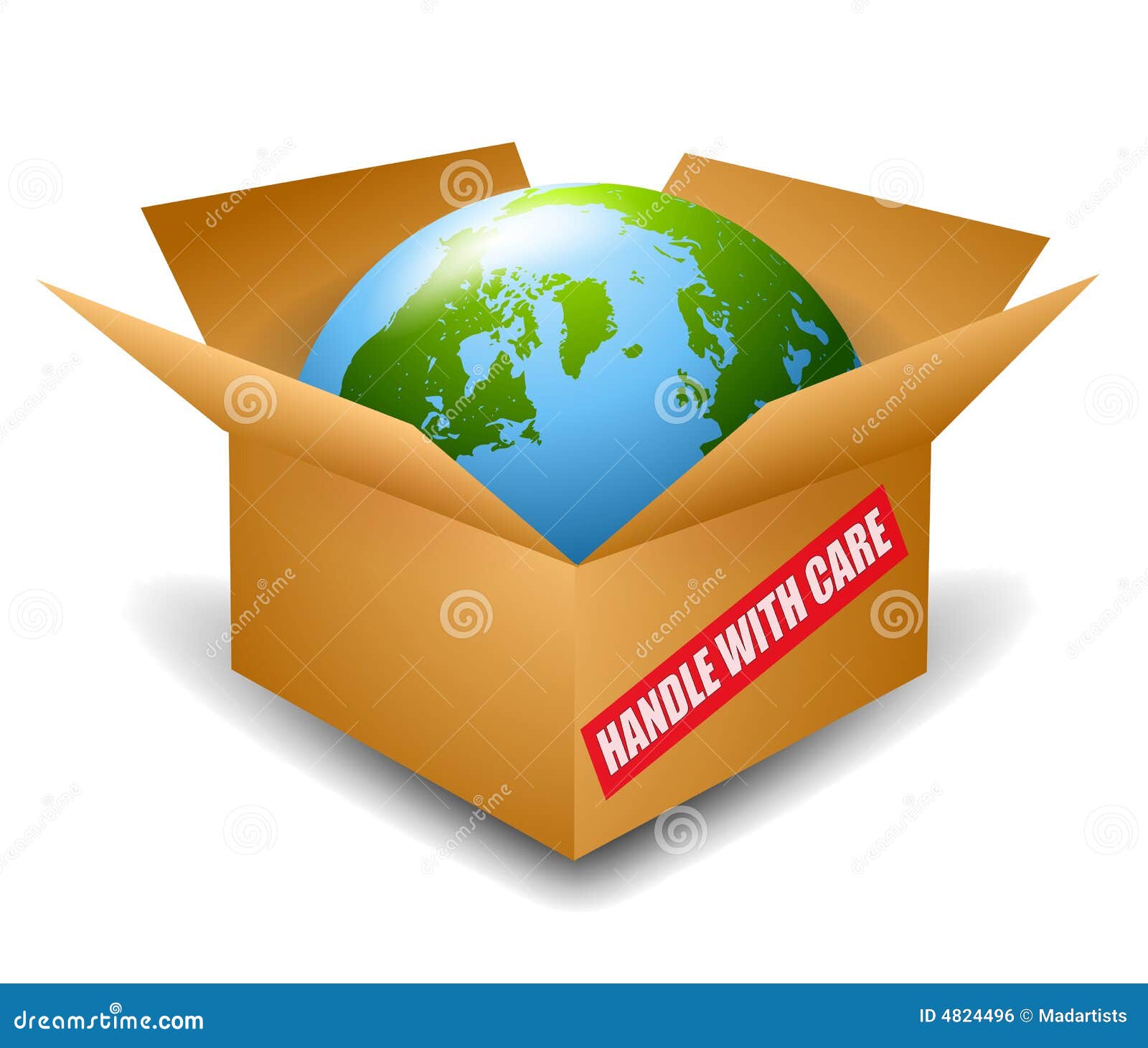 Earth in Box Handle with Care Stock Illustration - Illustration of ...