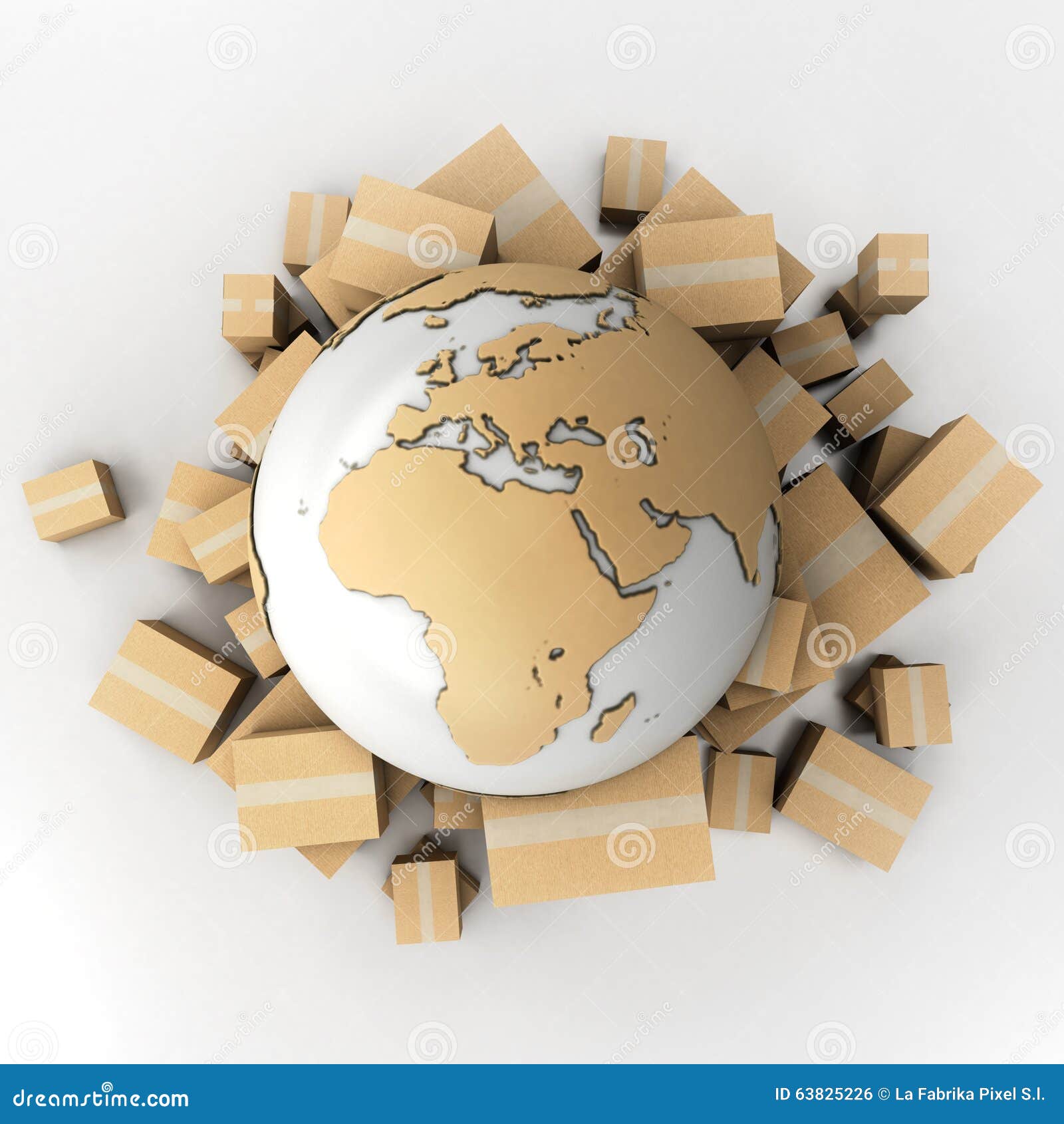 Earth and Boxes in Cardboard Texture Stock Illustration - Illustration ...