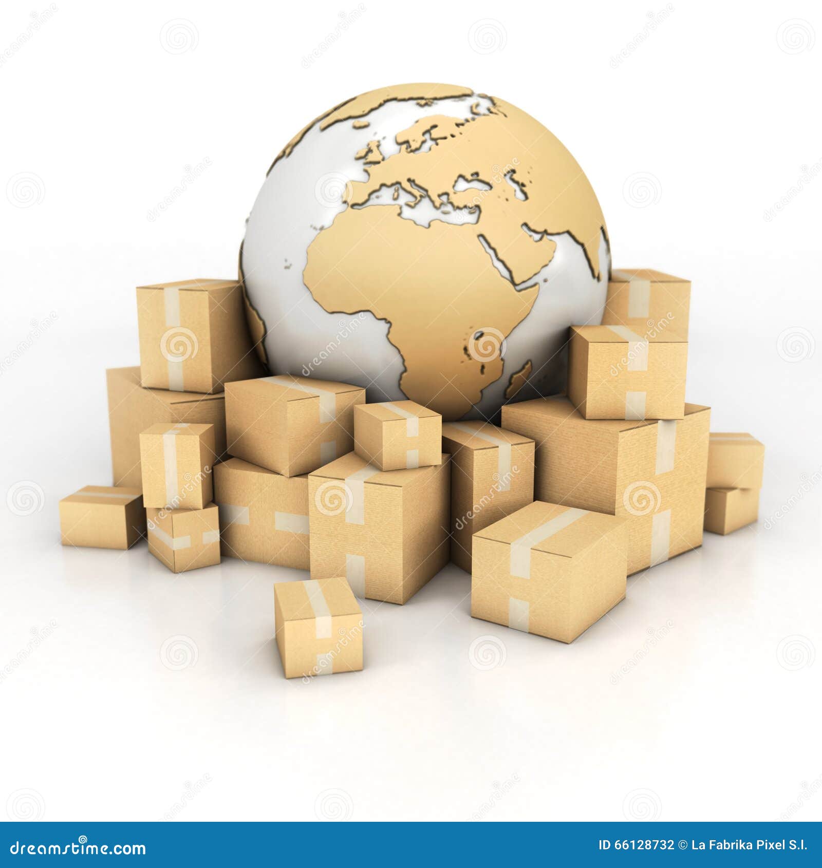 Earth and Boxes in Cardboard Texture Stock Illustration - Illustration ...