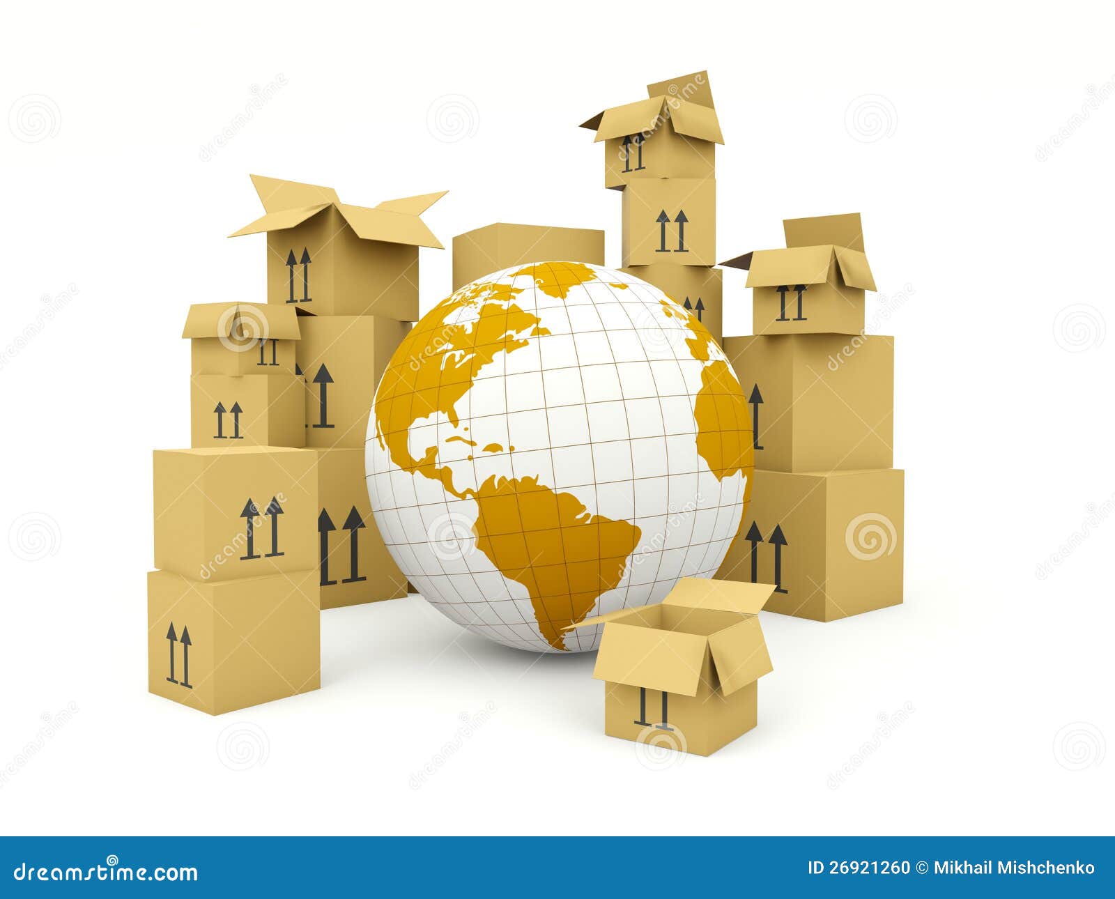 Earth with Boxes Isolated on White Stock Illustration - Illustration of ...