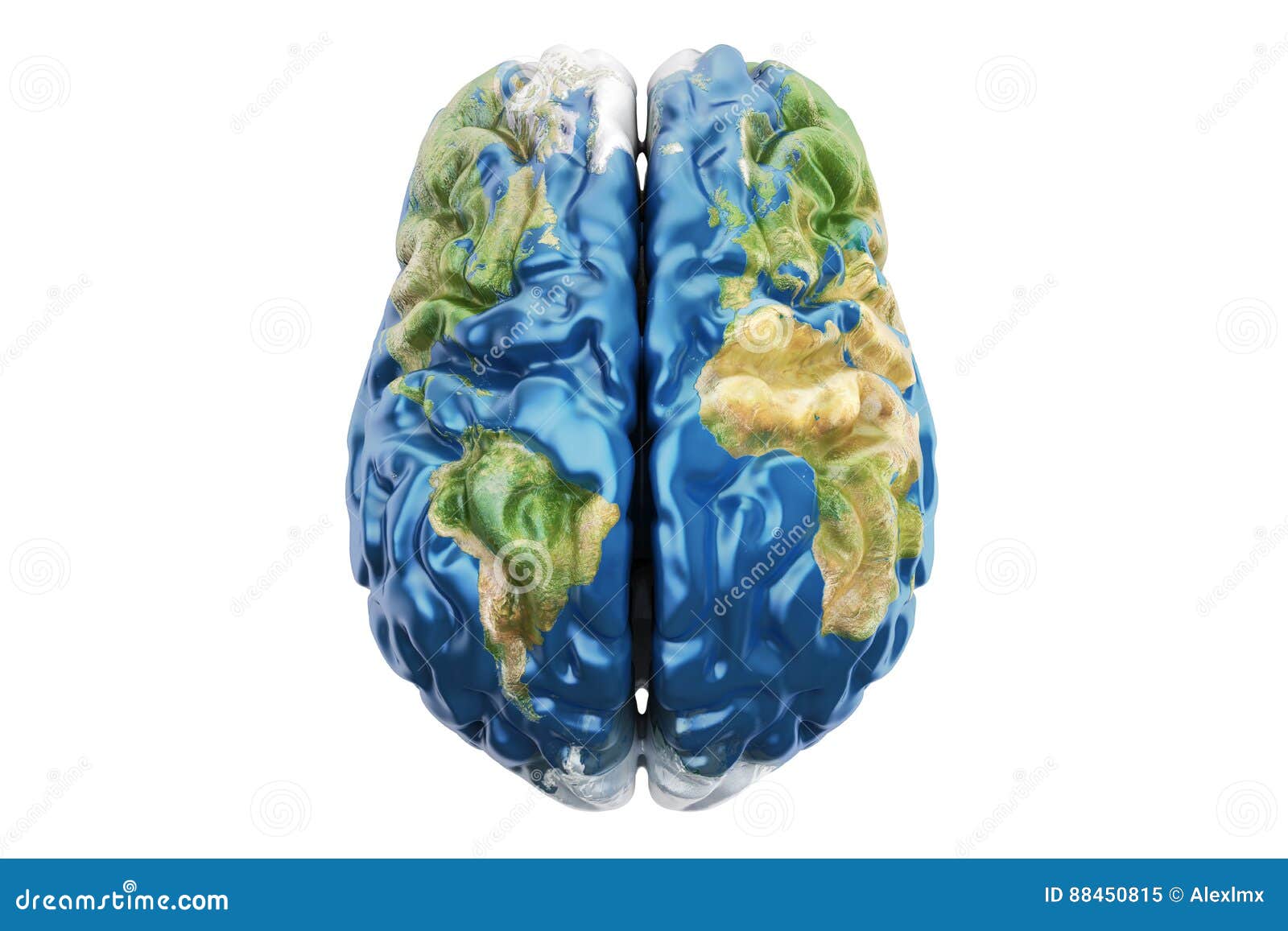 Earth brain concept, 3D stock illustration. Illustration of biology ...