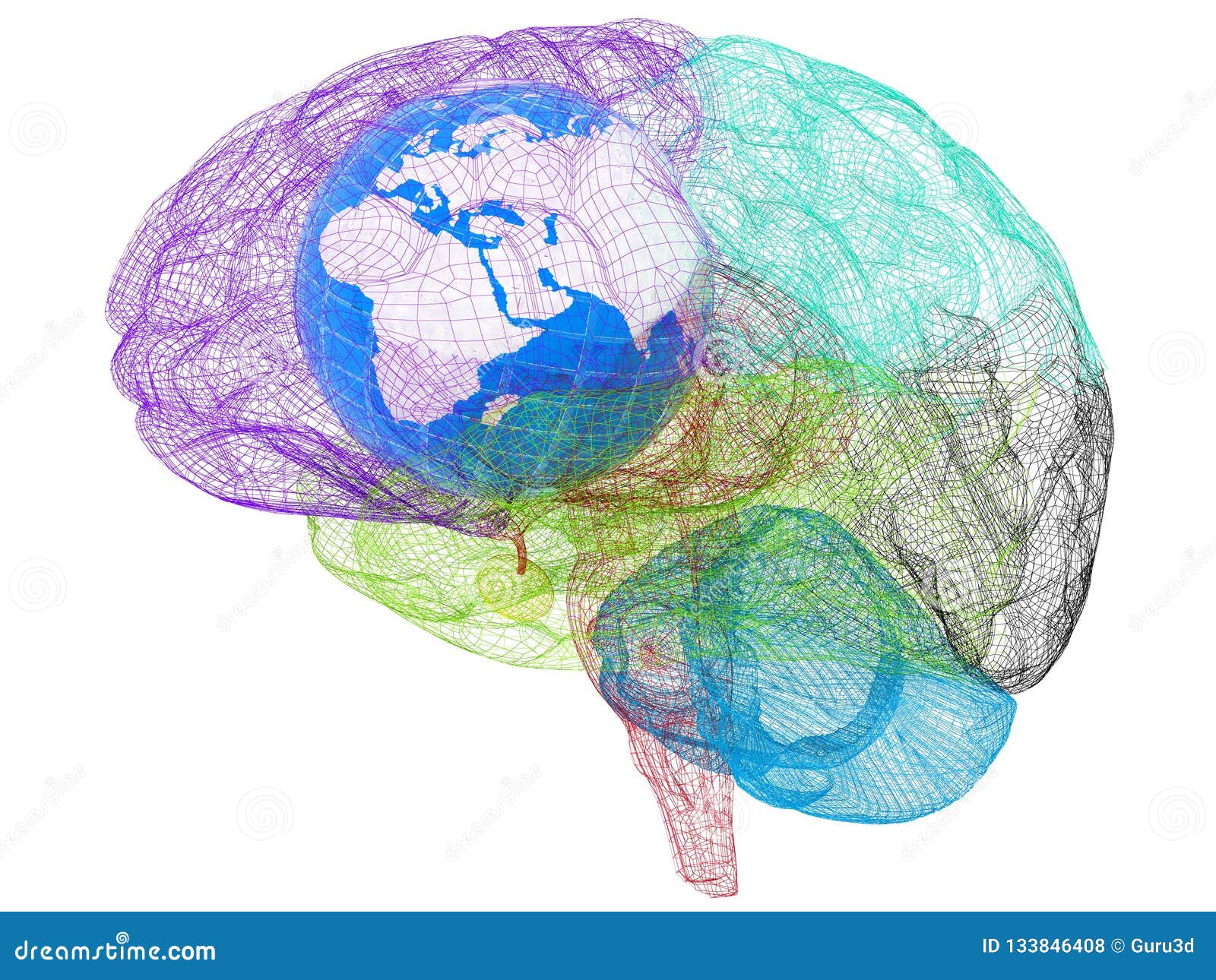 Earth in a brain stock illustration. Illustration of education - 133846408