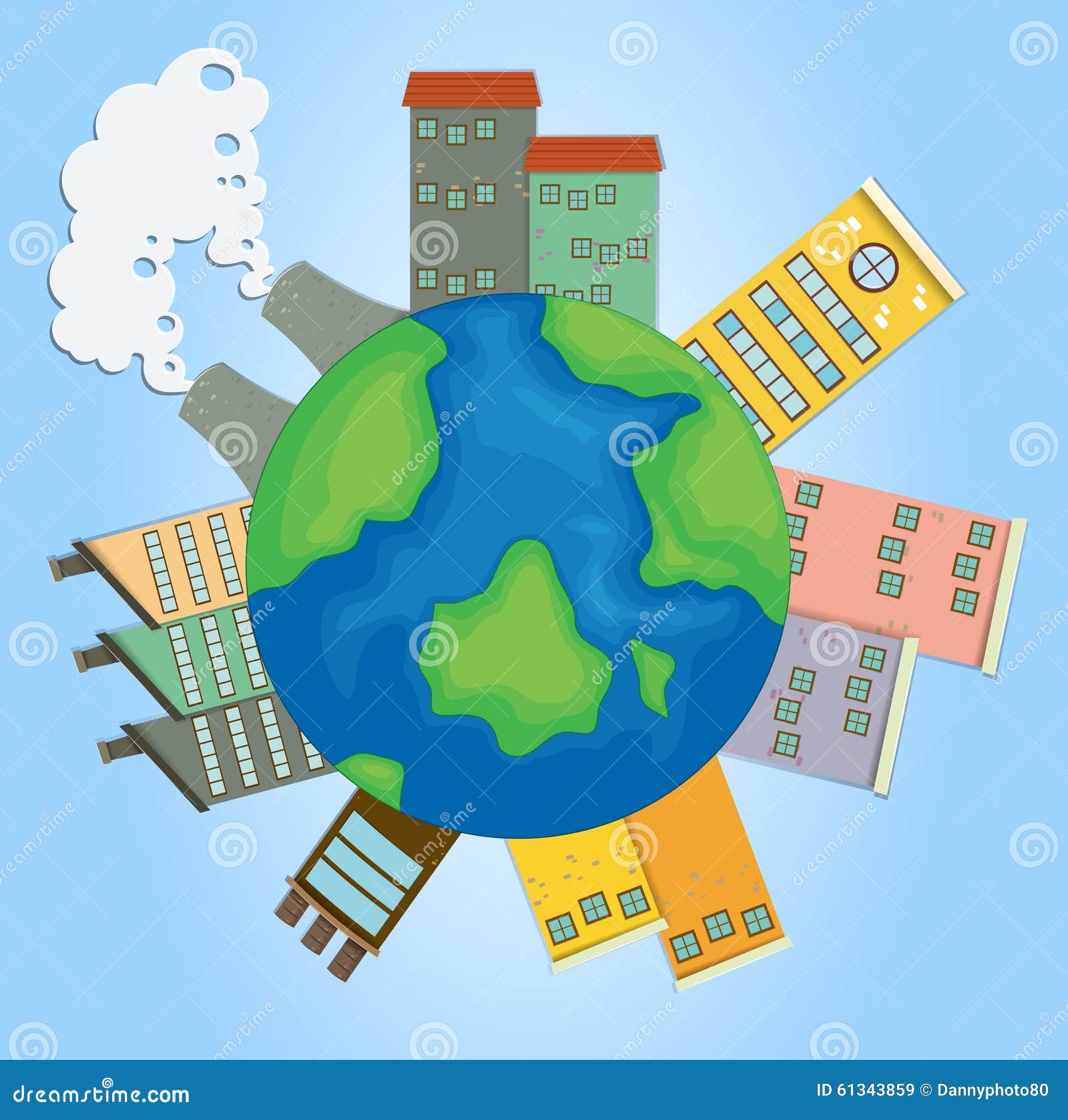Earth with Buildings and Factories Stock Vector - Illustration of ...
