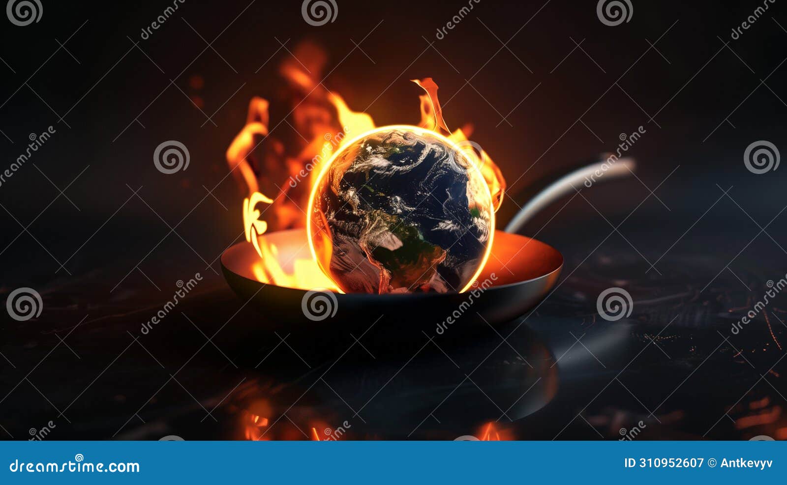 The Earth Burning in a Frying Pan Stock Illustration - Illustration of ...