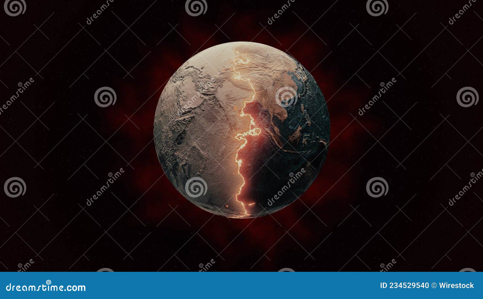 Earth Burning Or Exploding After A Global Disaster, Apocalypse Asteroid ...
