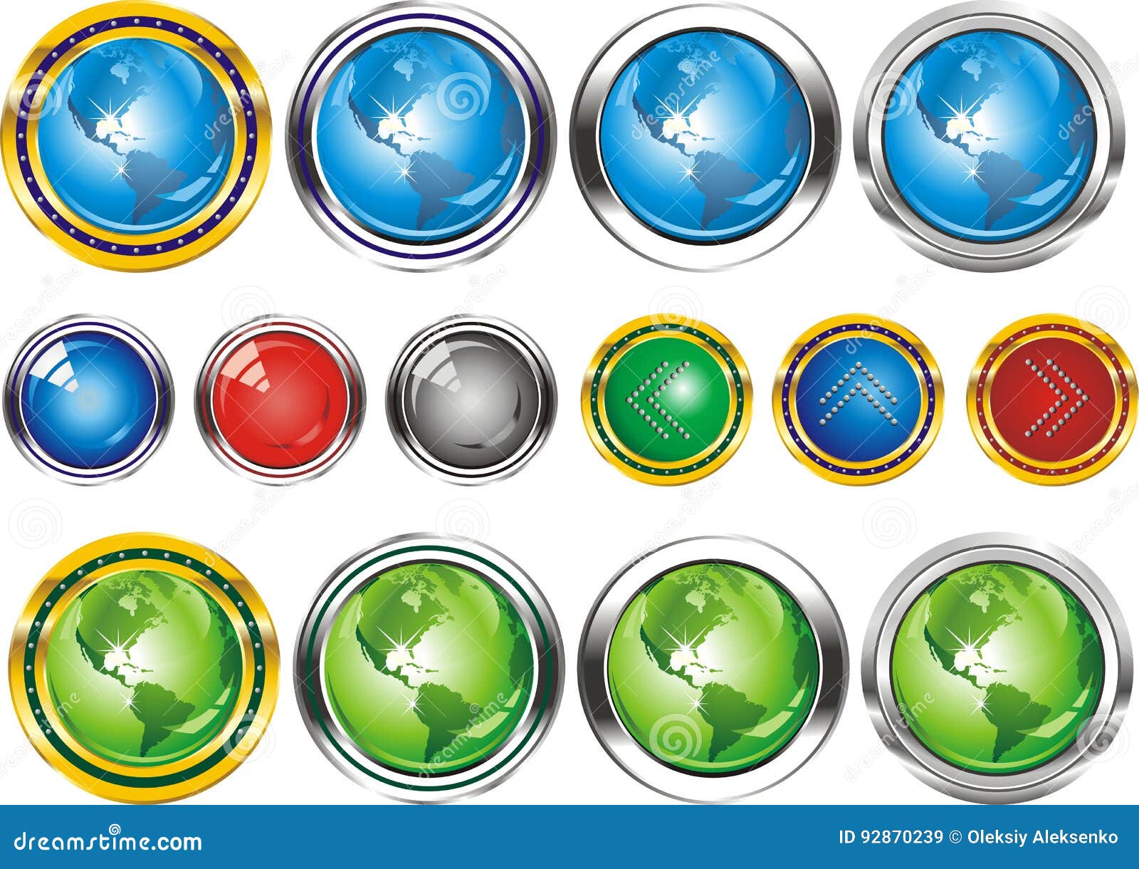 Earth Buttons Cartoon Vector | CartoonDealer.com #12012519
