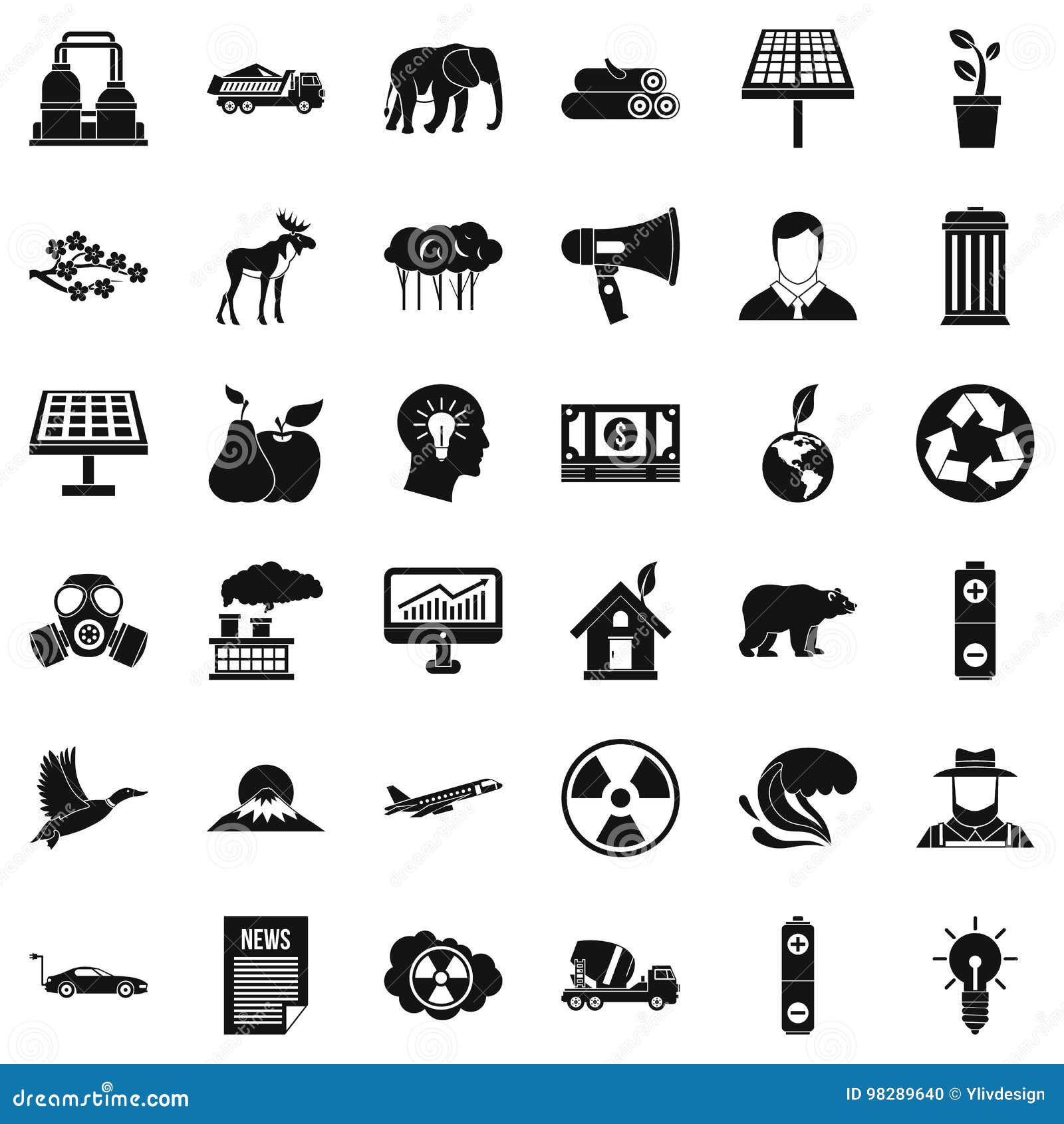 Earth Care Icons Set, Simple Style Stock Vector - Illustration of apple ...