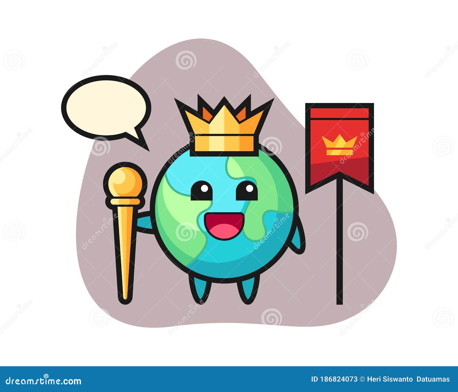 Earth cartoon as a king stock vector. Illustration of sphere - 186824073