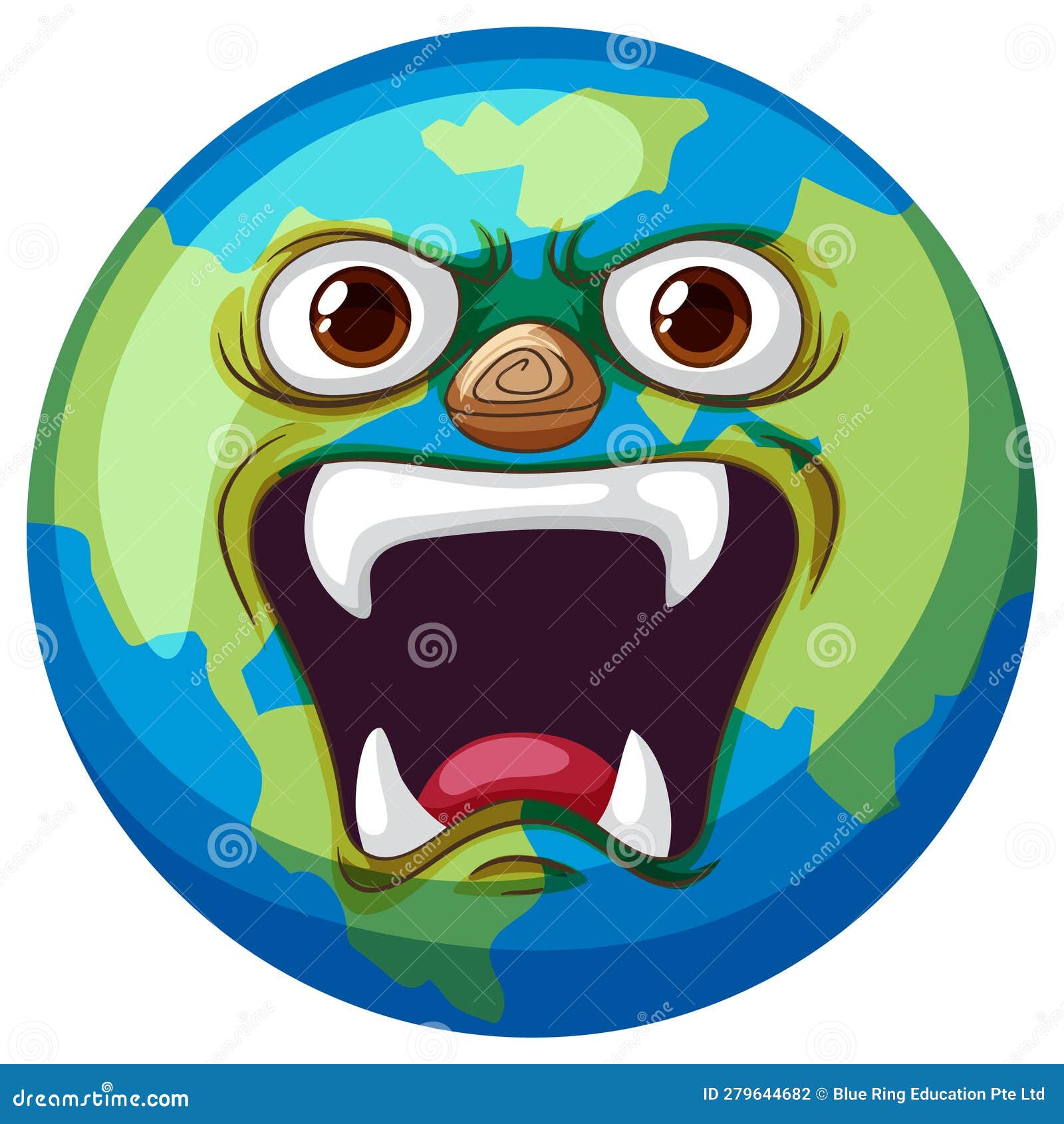 Earth Cartoon with Evil Facial Expression Stock Vector - Illustration ...