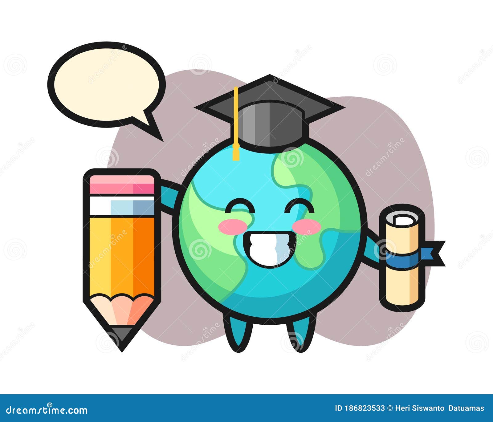 Earth cartoon graduation stock vector. Illustration of blue - 186823533