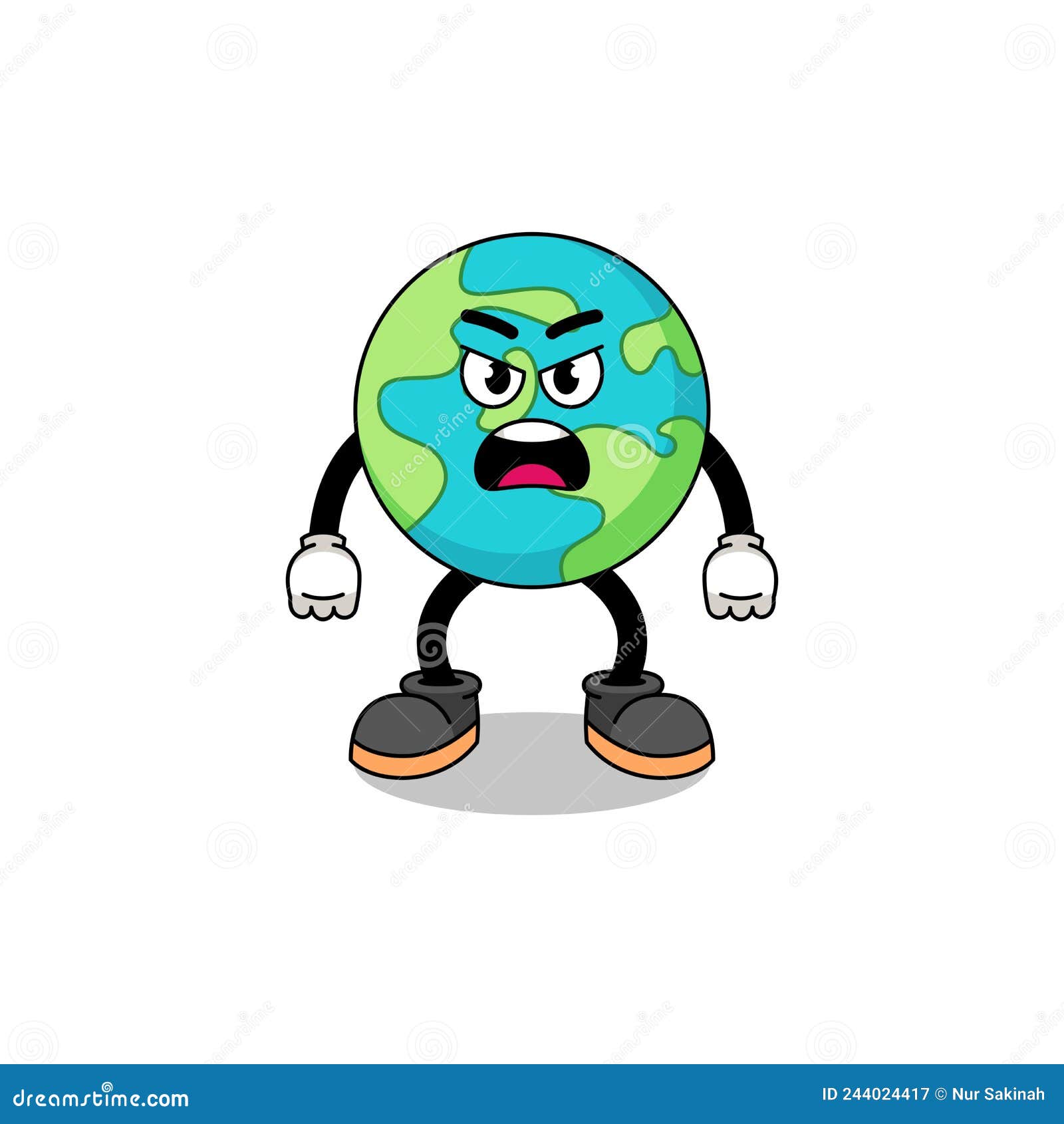 Earth Cartoon Illustration With Angry Expression | CartoonDealer.com ...