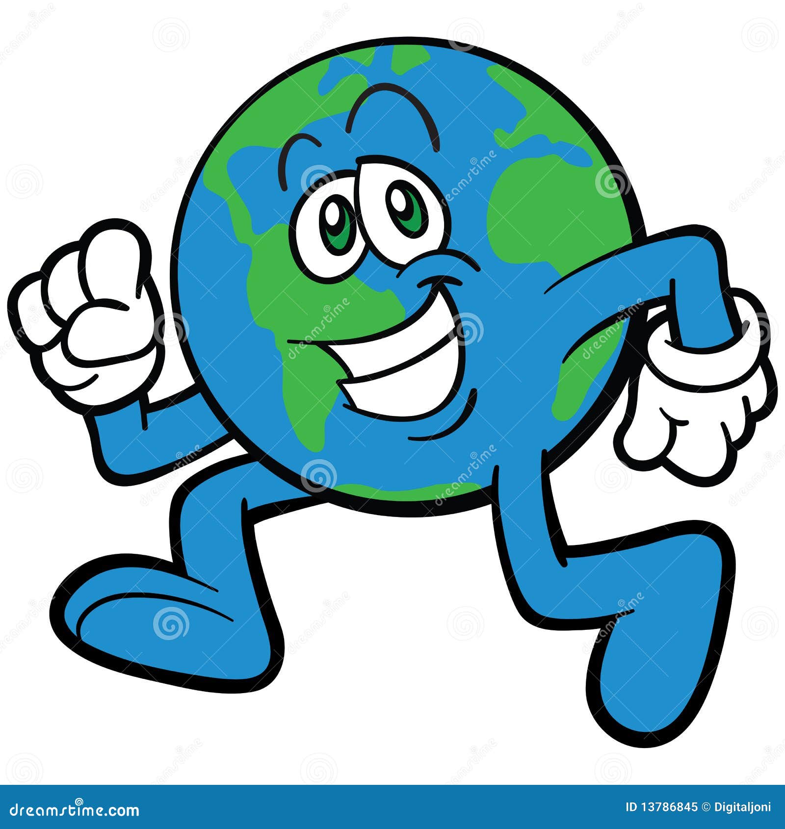Earth Cartoon Mascot Character Running Stock Vector - Illustration of ...