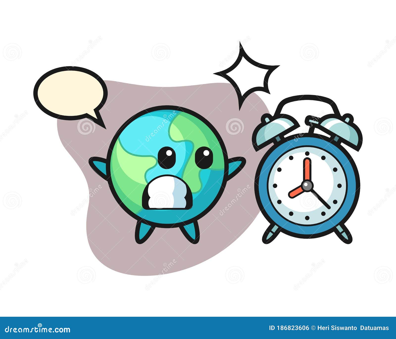 Earth Cartoon Surprised with a Giant Alarm Clock Stock Vector ...