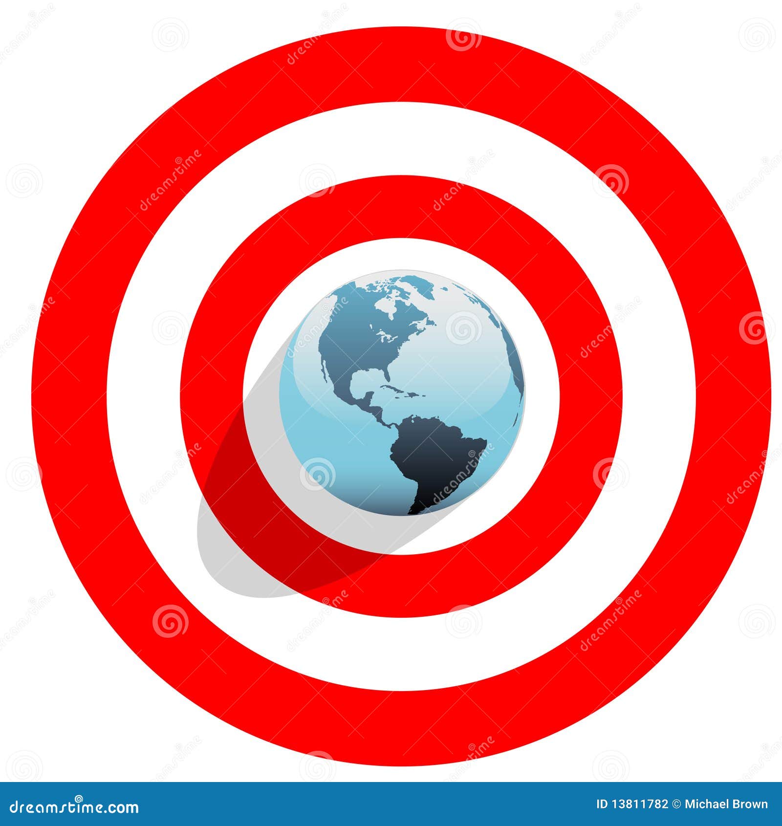 Earth at Center of Bulls Eye on Red World Target Stock Illustration ...