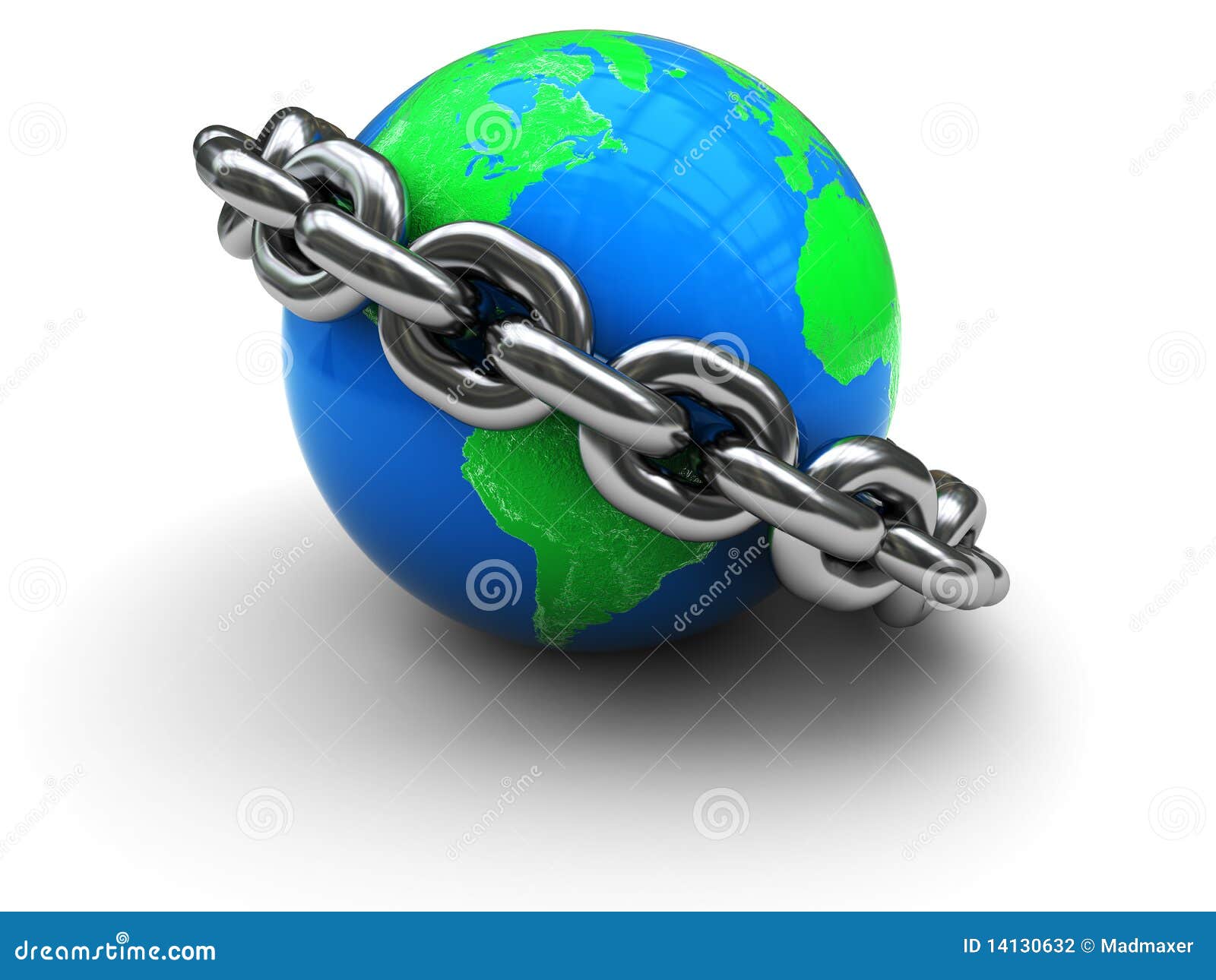 Earth with chain stock illustration. Illustration of steel - 14130632