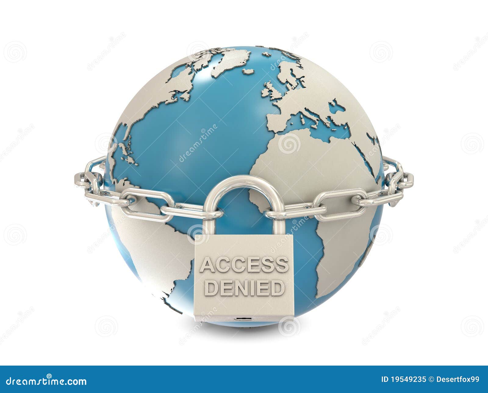 Earth, Chain and Closed Padlock with Access Denied Stock Illustration ... Earth, Chain and Closed Padlock with Access Denied Stock Illustration ...