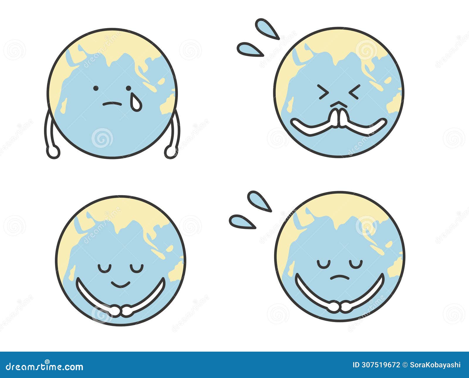 Earth Character Crying and Bowing Stock Vector - Illustration of funny ...