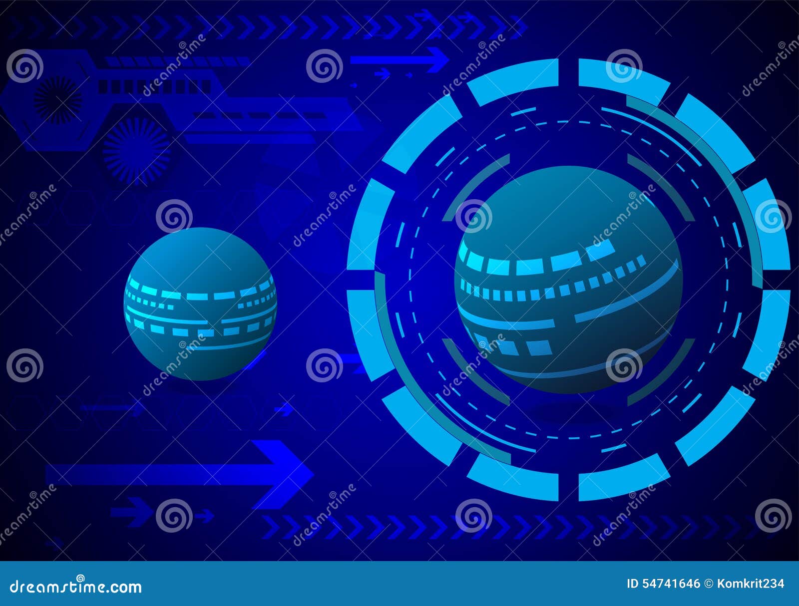 Earth Circle Abstract Technology on Dark Blue Background Vector Stock ...