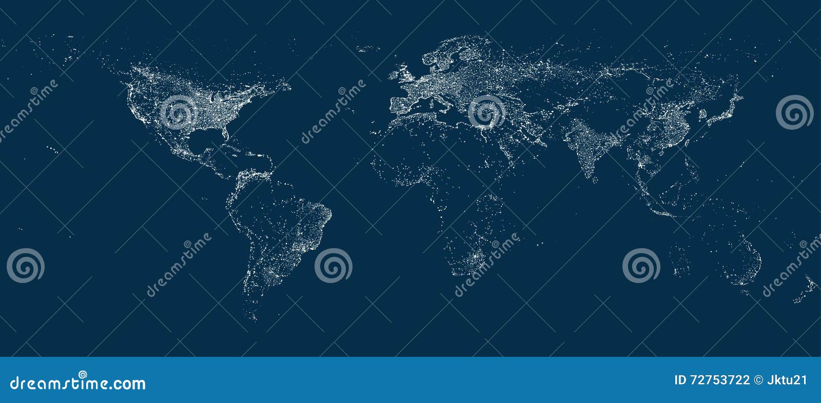 Earth City Lights Map on the Soft Dark Background Stock Vector ...