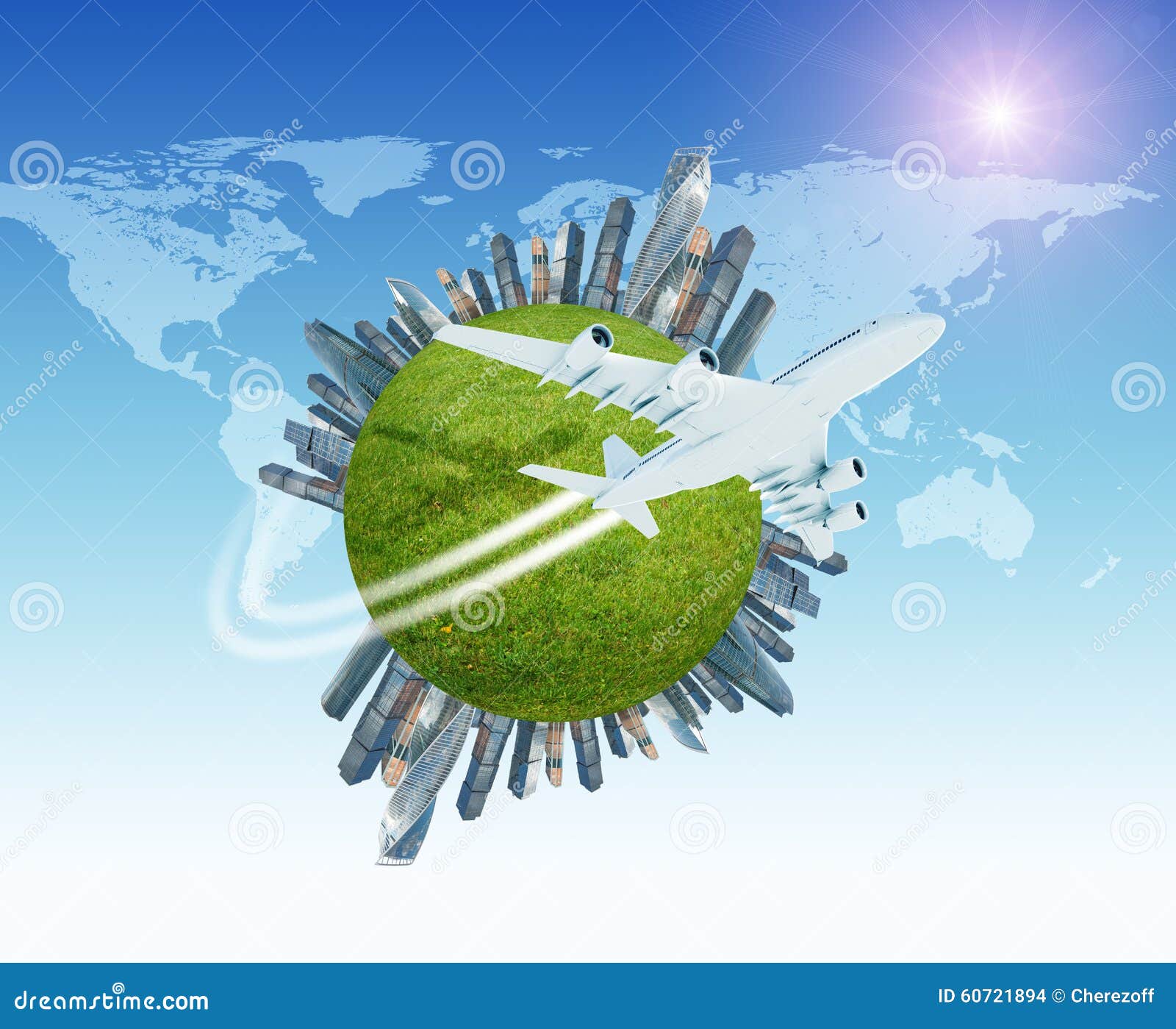 Earth with City and World Map Stock Illustration - Illustration of city ...