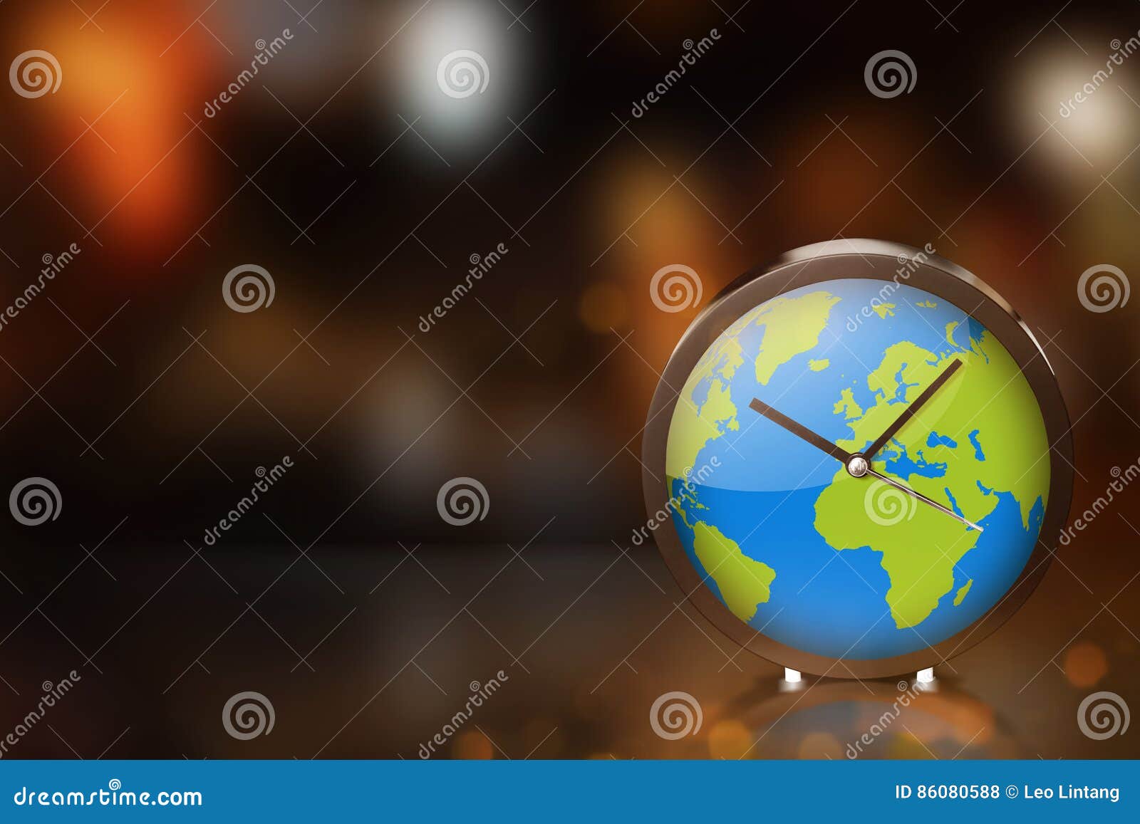Earth Clock with Blurred Light on Dark Room Stock Photo - Image of ...