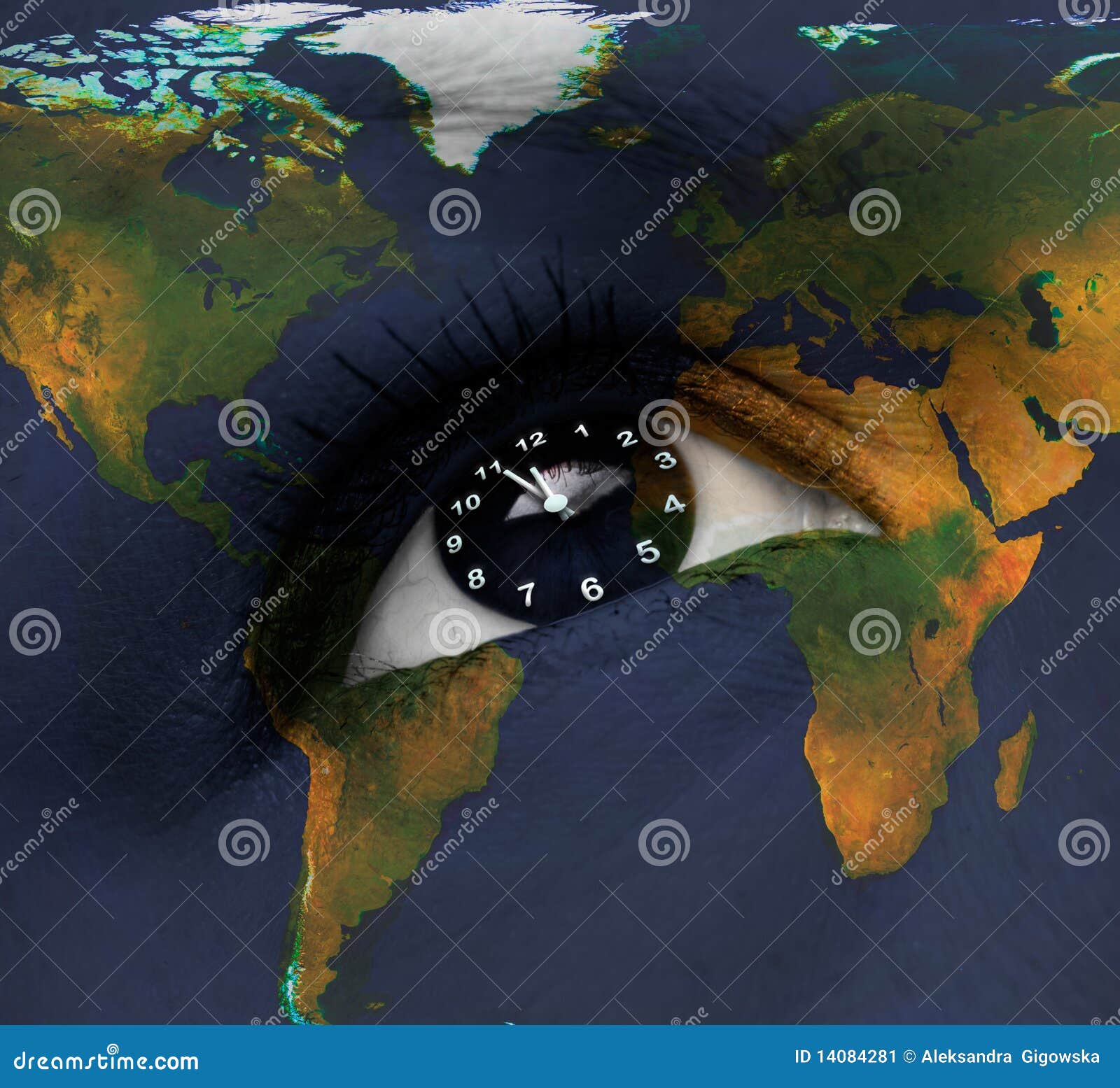 Earth clock in eye stock illustration. Illustration of abstract - 14084281