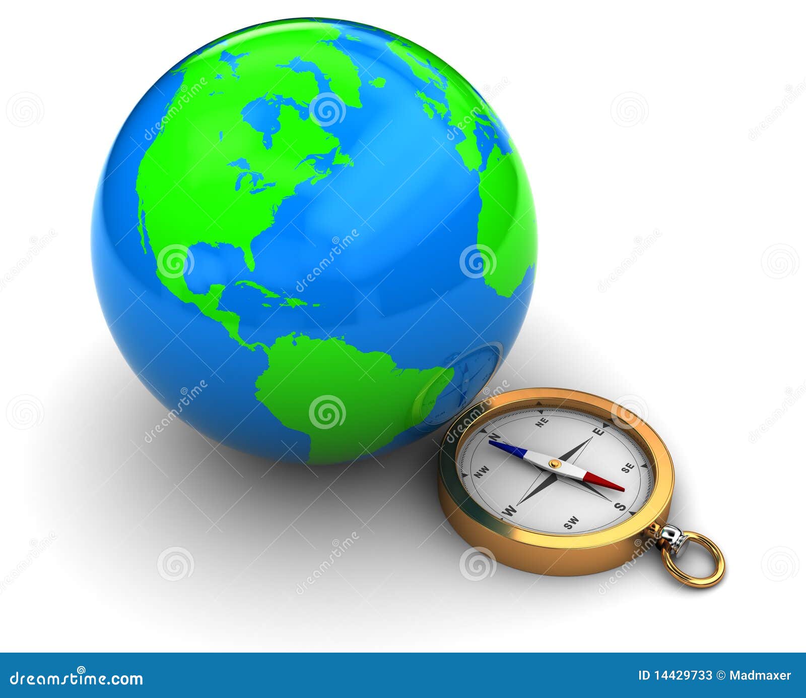 Earth And Compass Stock Photos - Image: 14429733