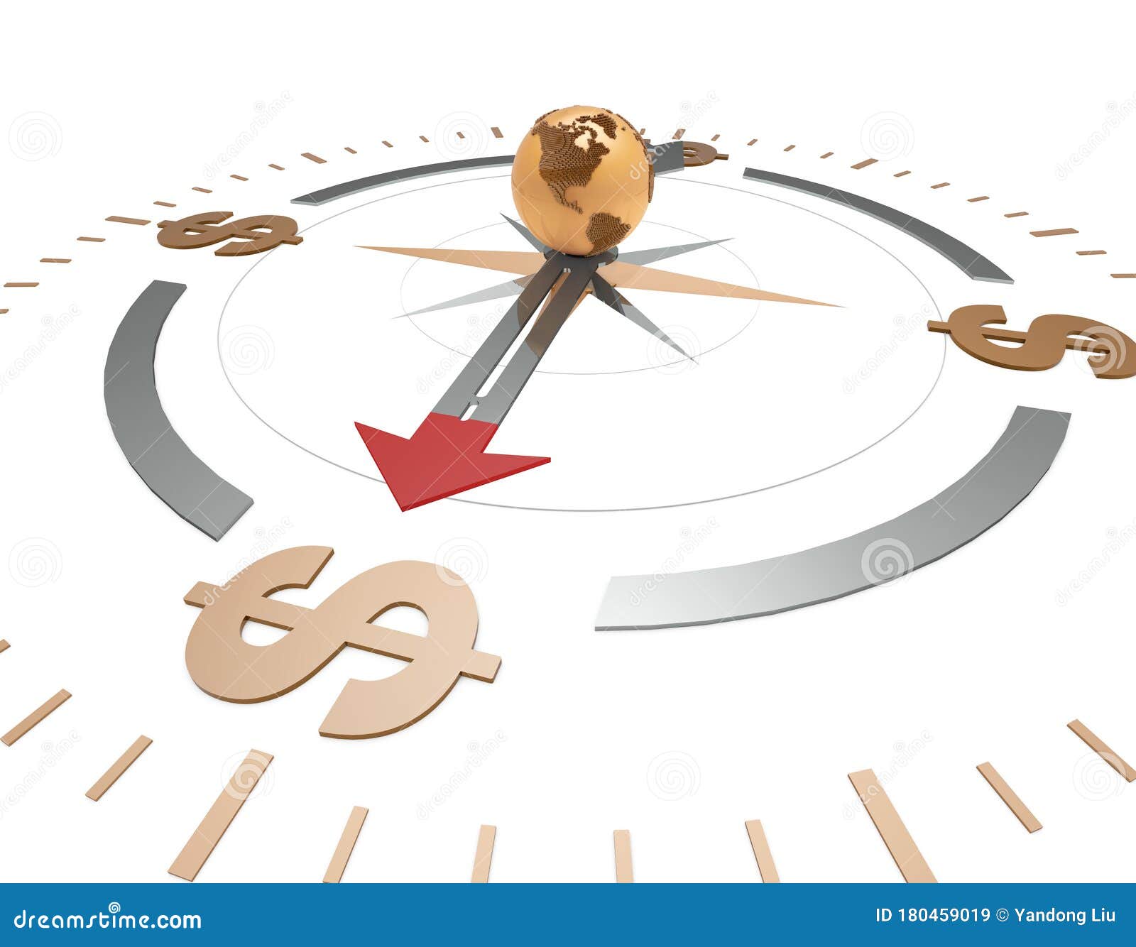 Earth and Compass Dollar Currency Symbol, Global Economic Development ...