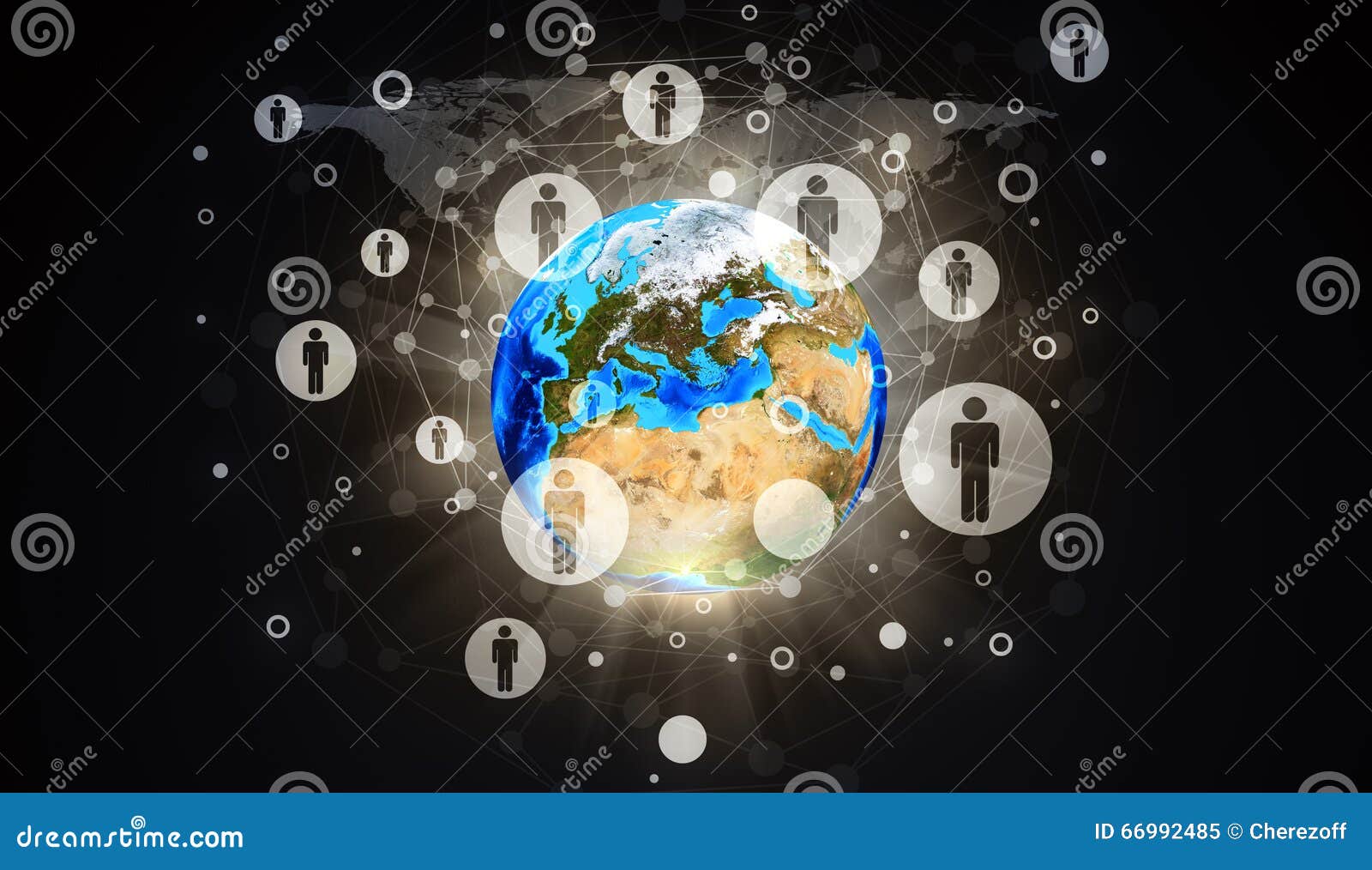 Earth with computer icons stock illustration. Illustration of people ...
