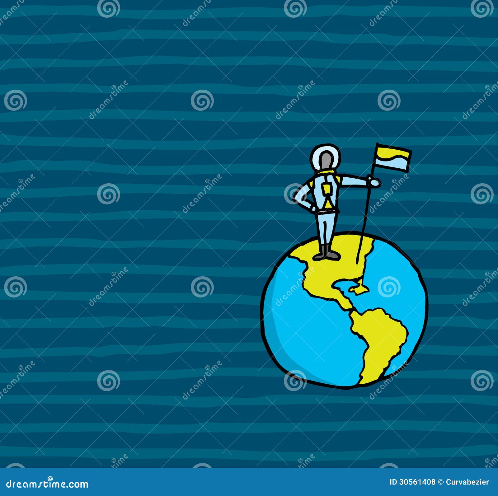 Man Has Conquered The Planet Mars Cartoon Vector | CartoonDealer.com ...