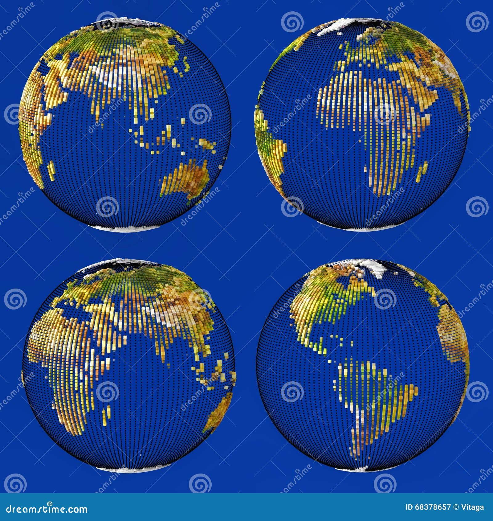 Earth Consisting of Small Cubes Set Stock Illustration - Illustration ...