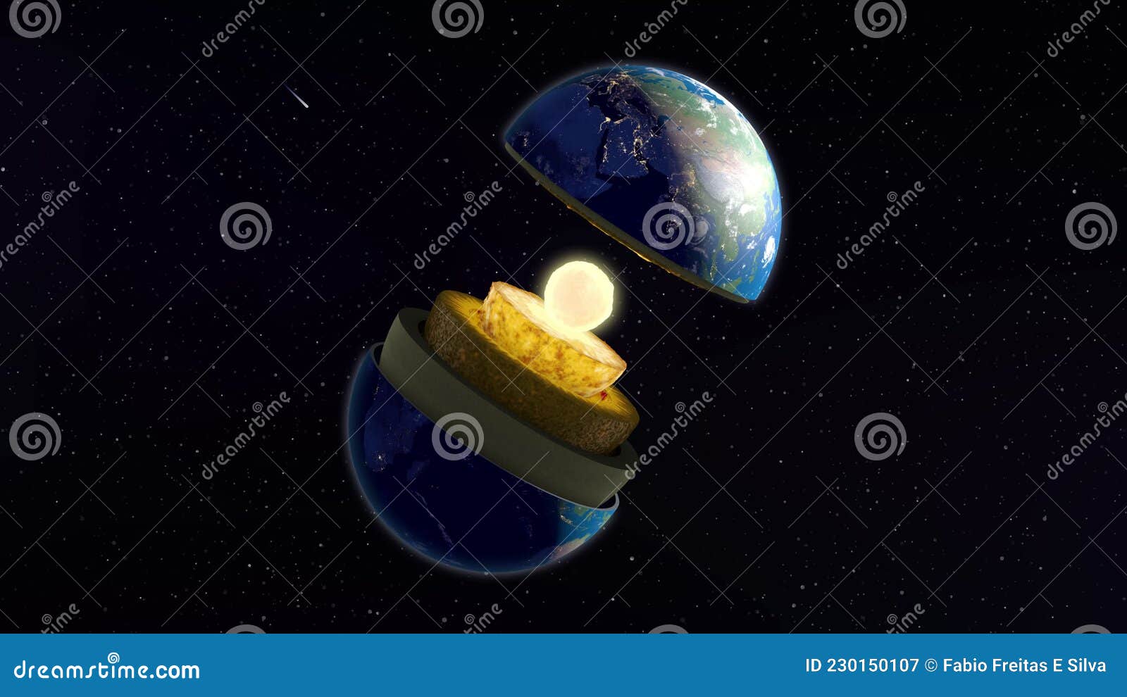 Earth Core Model Animation with Geological Layers. 3d Rendering. Stock ...