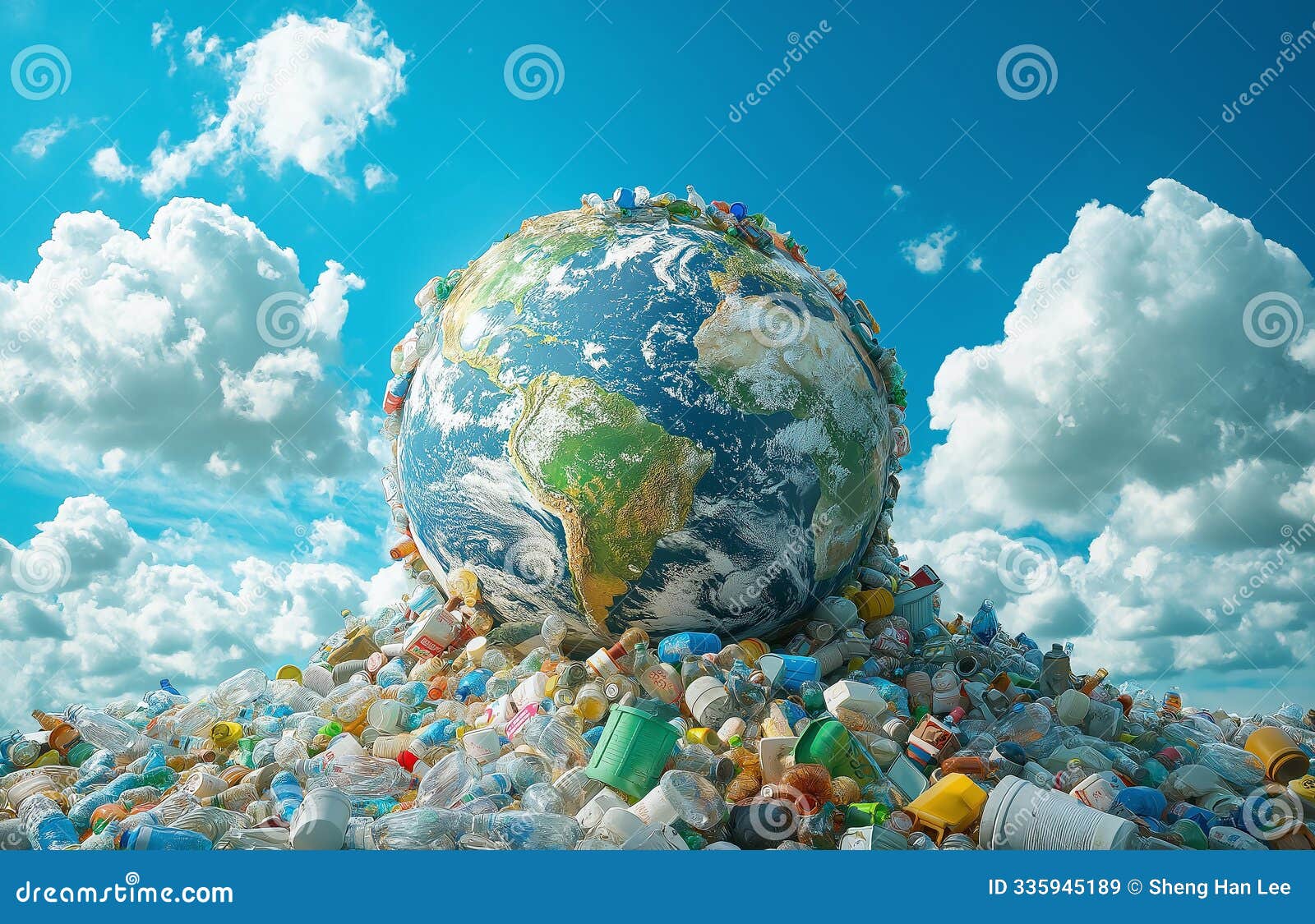 Earth Covered in Plastic Waste Stock Illustration - Illustration of ...