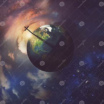 Earth with cross. stock illustration. Illustration of easter - 29625582