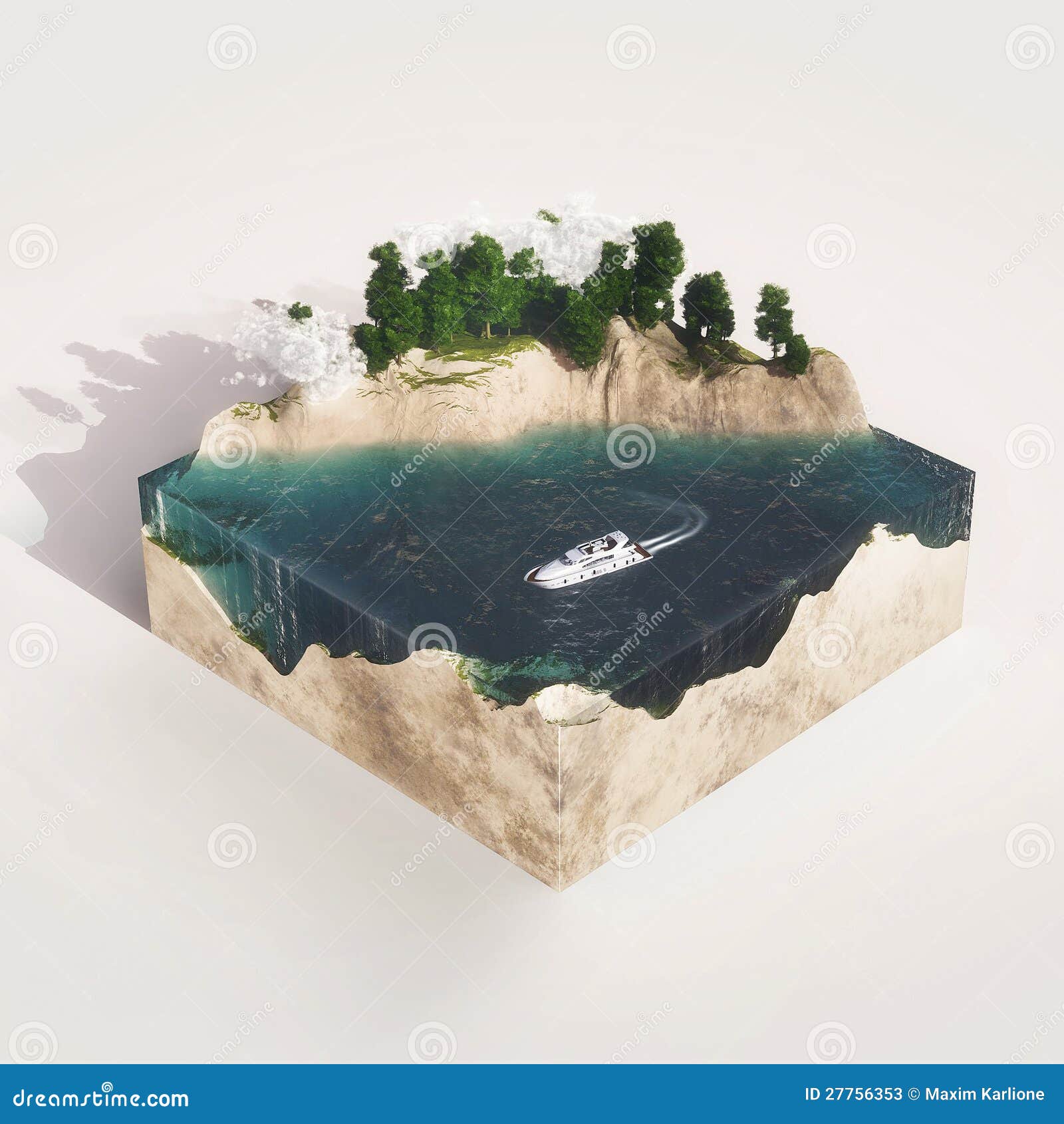 Earth Cross Section with Water, Mountains, Tree Stock Illustration ...