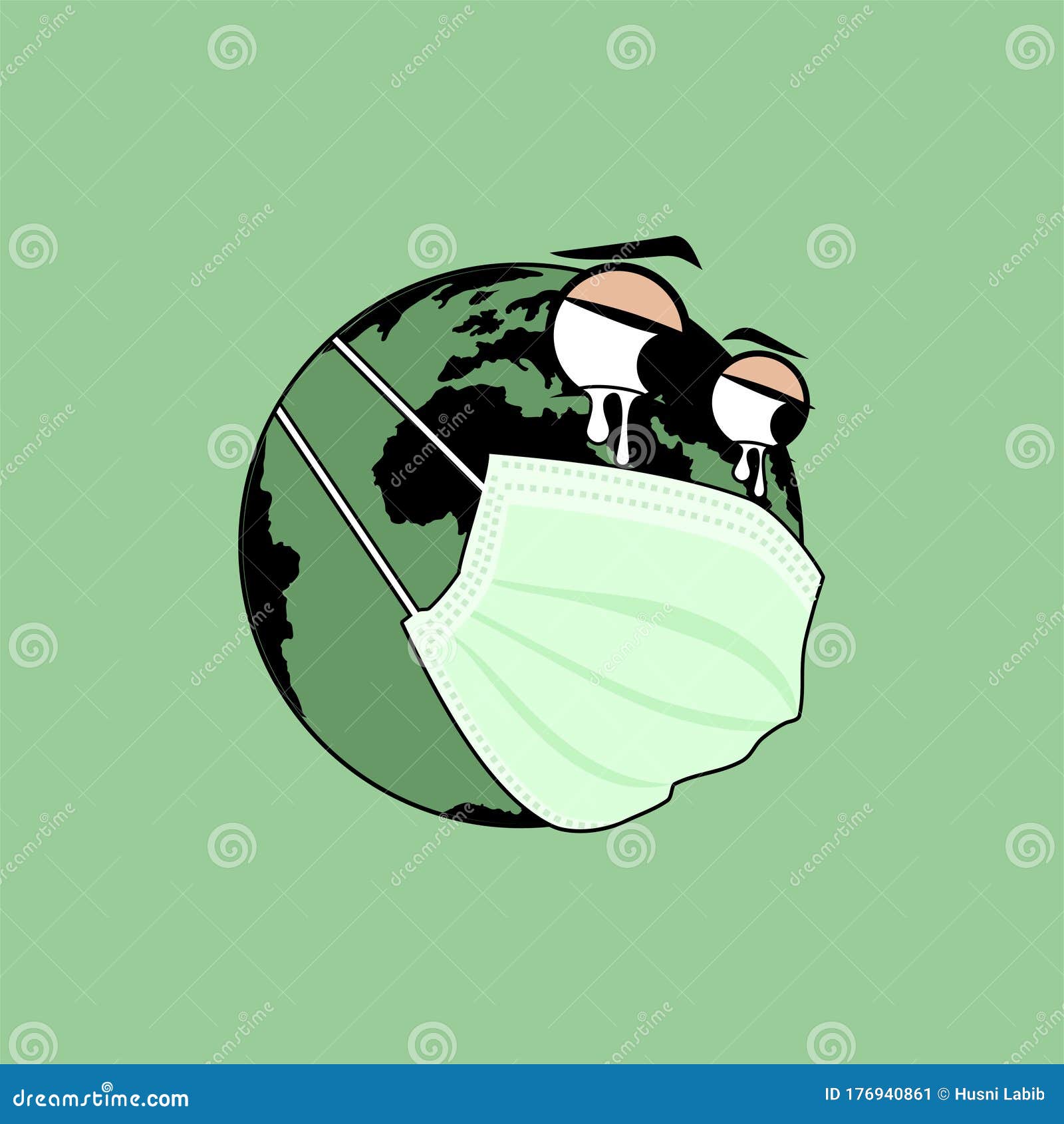 The Earth Crying Using a Mask Stock Vector - Illustration of greeting ...