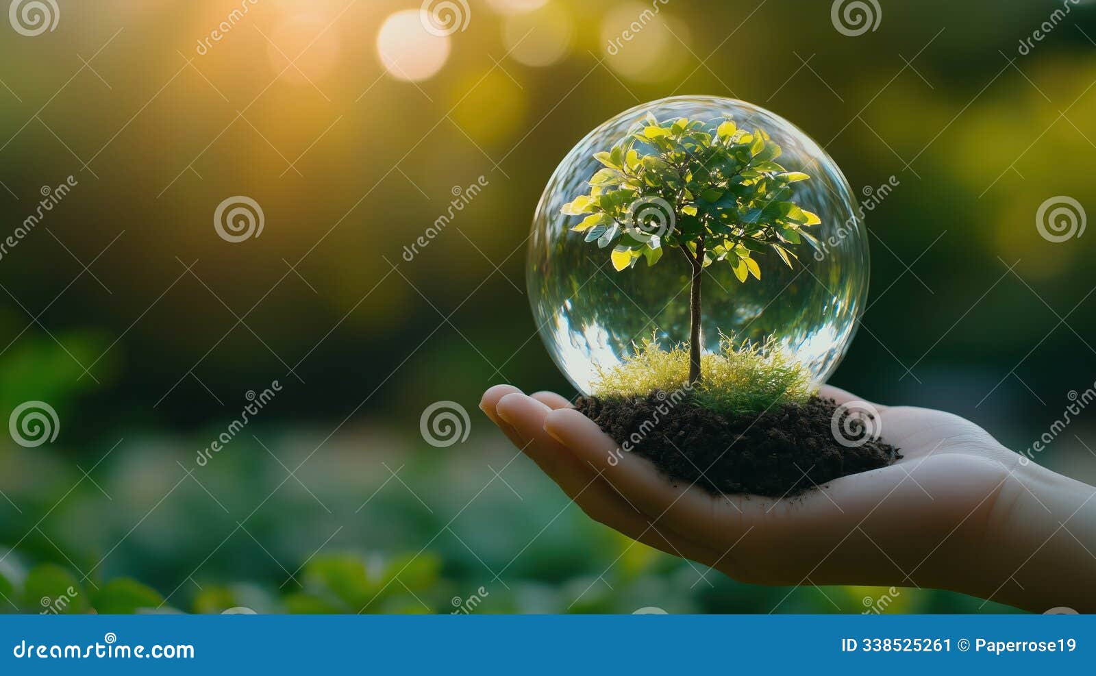 Earth Crystal Glass Globe Ball and Growing Tree in Human Hand Stock ...