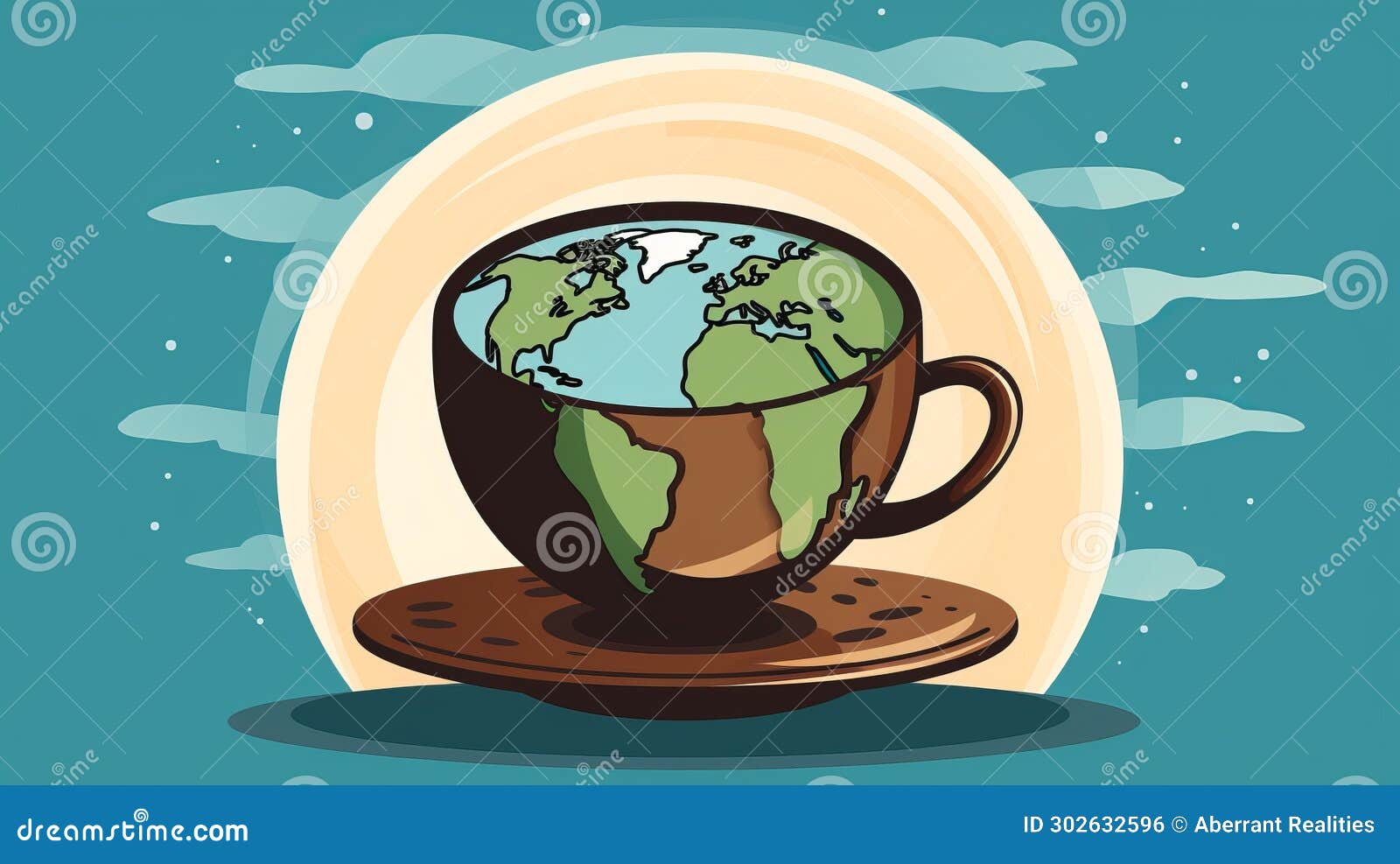 The Earth is in a Cup of Coffee Vector Illustration Stock Illustration ...