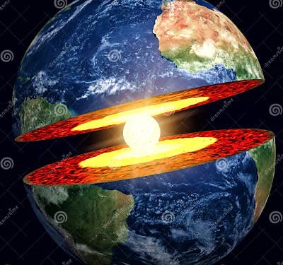Earth Cut-away with Visible Iron Core Stock Illustration - Illustration ...