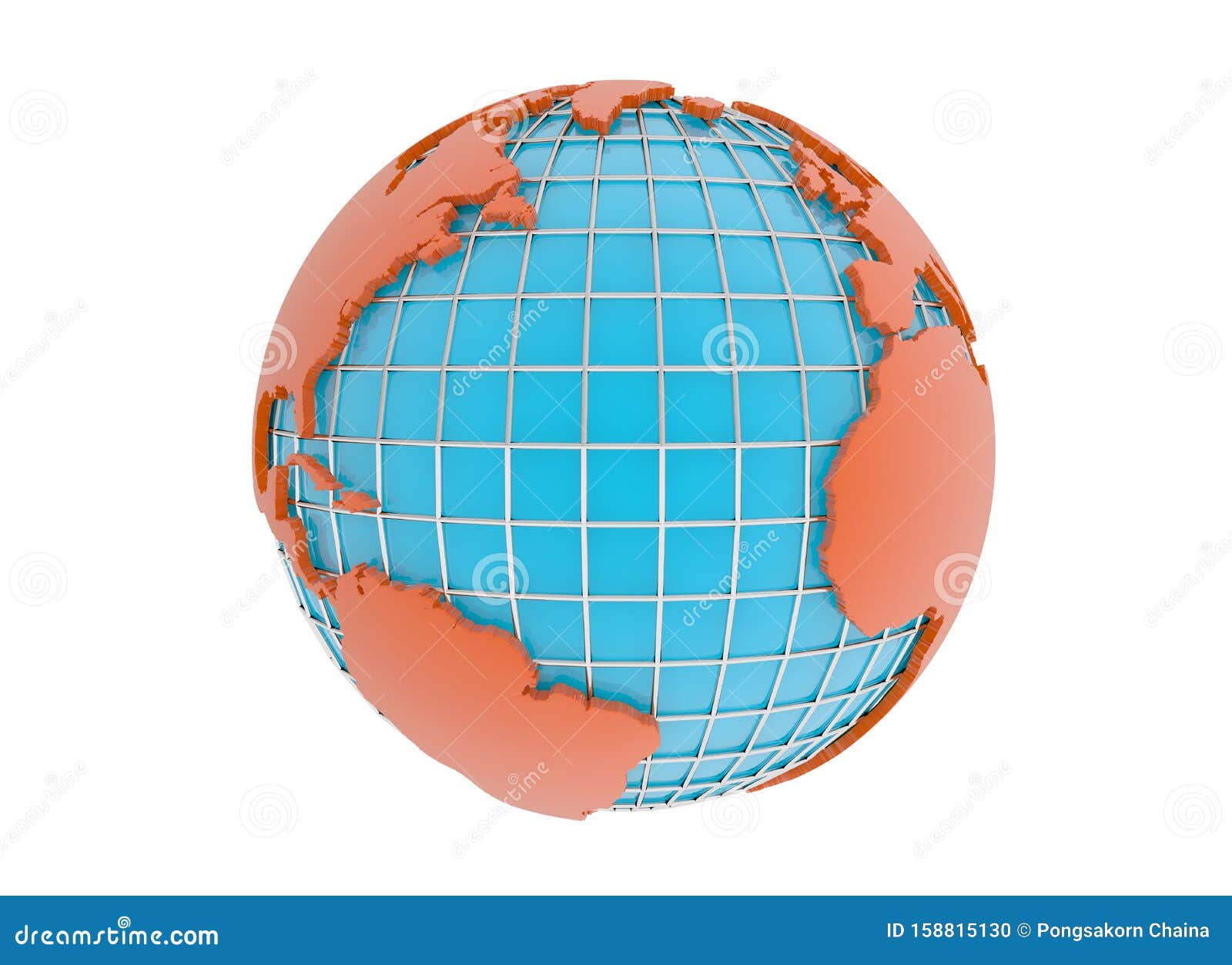 Earth 3d Model Render Isolated on White Background Stock Illustration ...