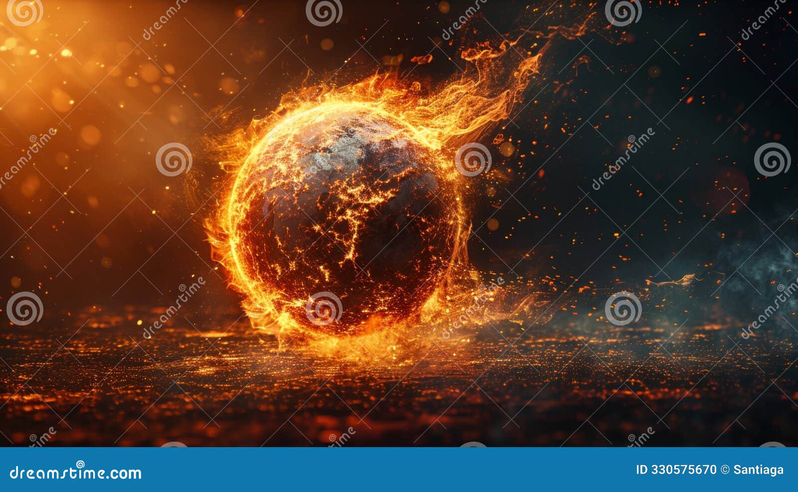Earth in Danger. Fire in Earth Ball Stock Photo - Image of recycle ...