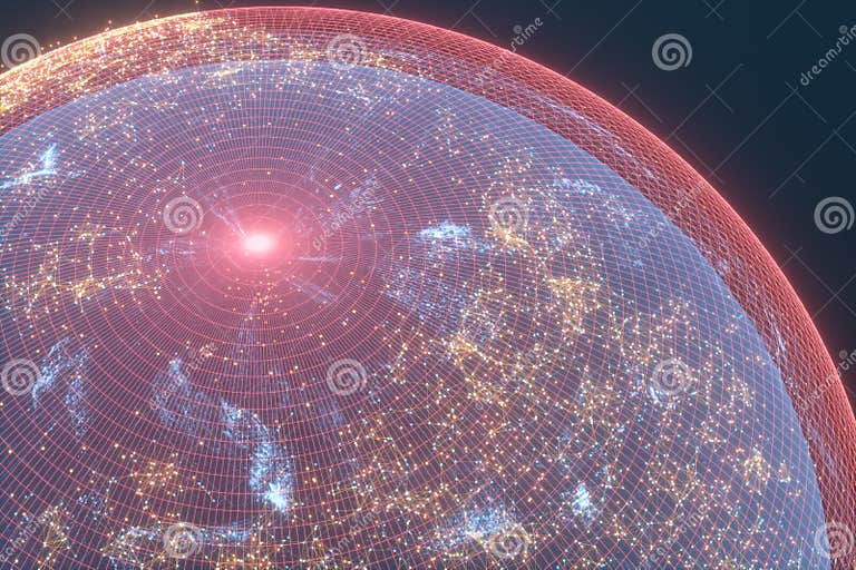 Earth and Data,planets and Galaxies,3d Rendering Stock Illustration ...