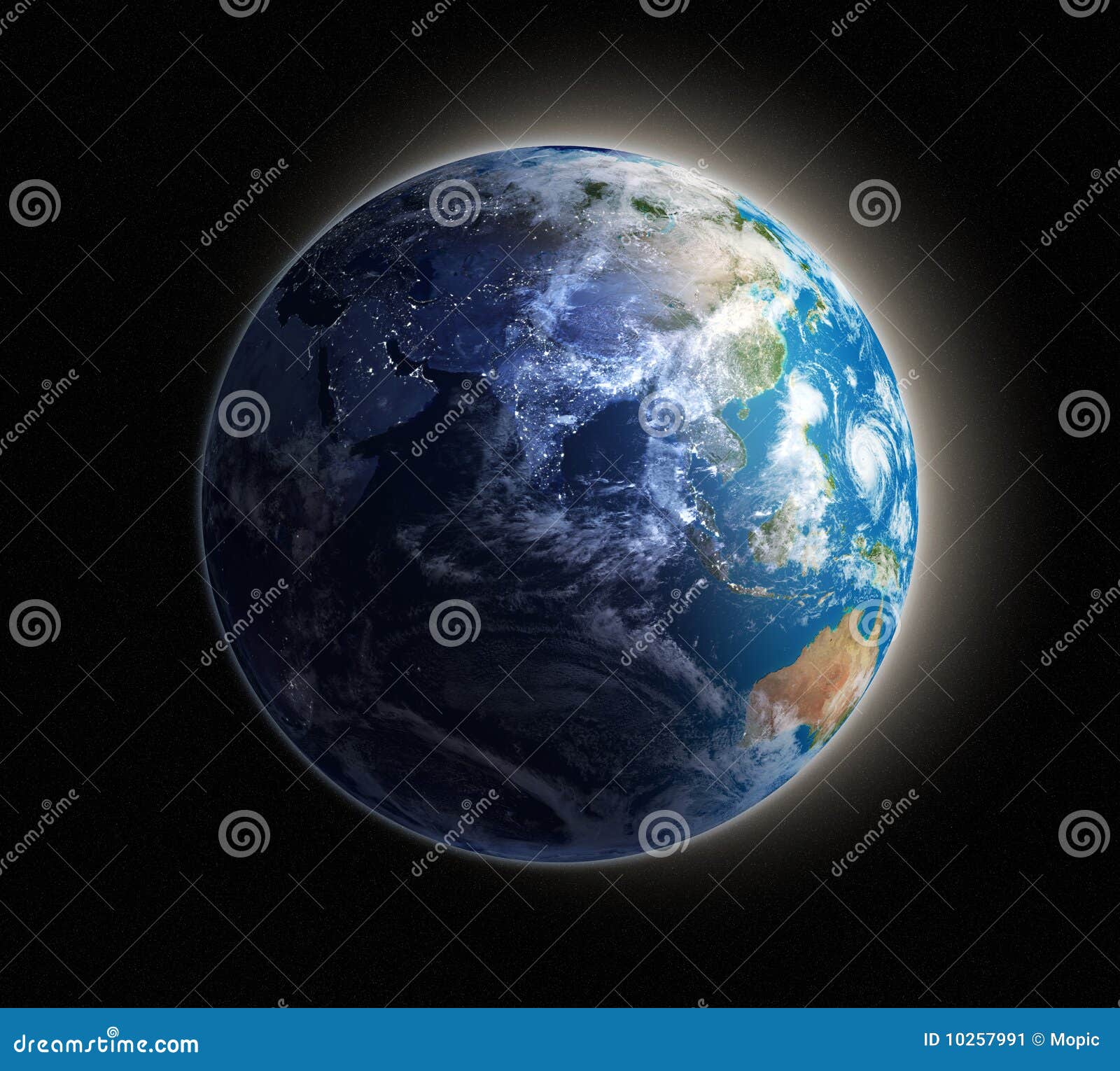 Earth at dawn stock illustration. Illustration of middle - 10257991