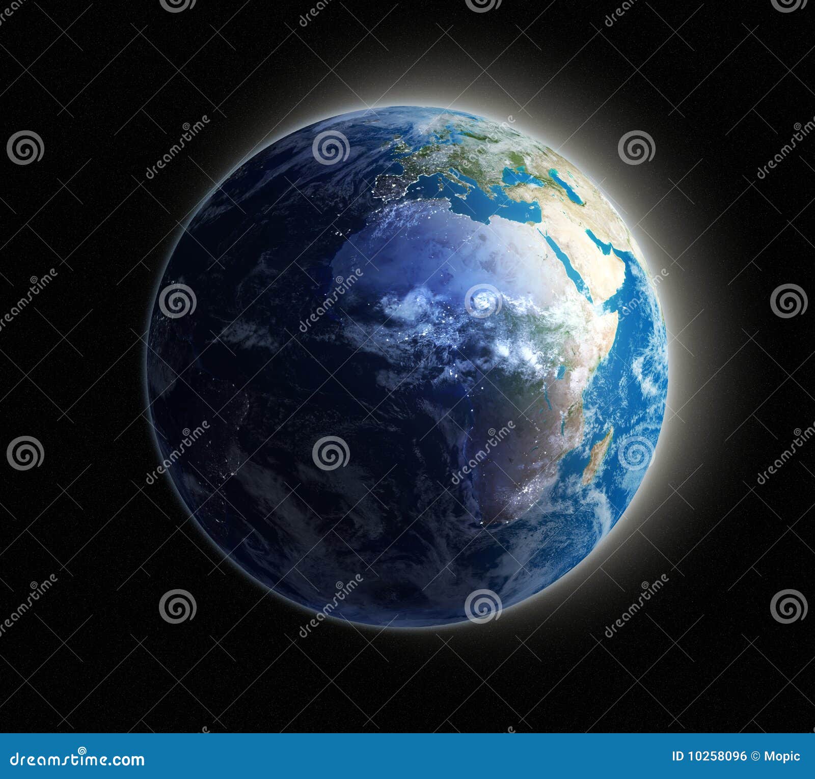 Earth at dawn stock illustration. Illustration of glow - 10258096