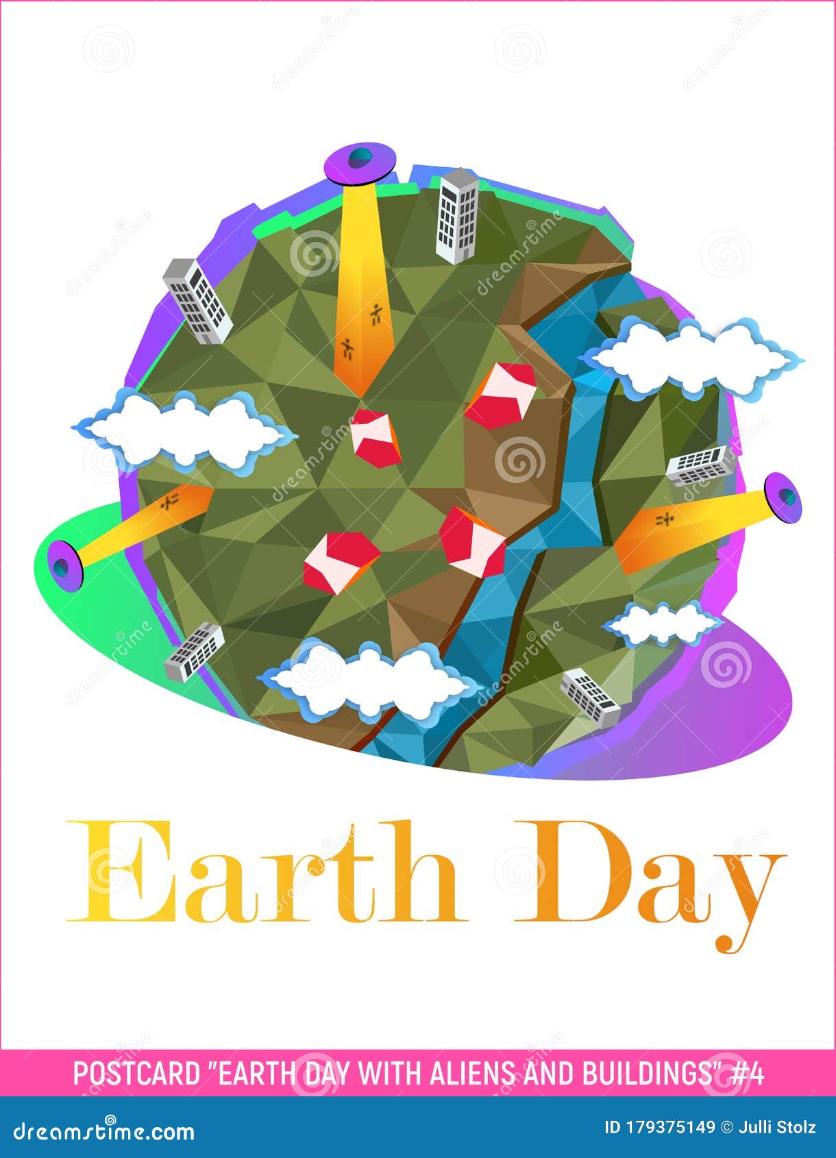 Earth Day with Aliens and Buildings 4 Stock Vector - Illustration of ...