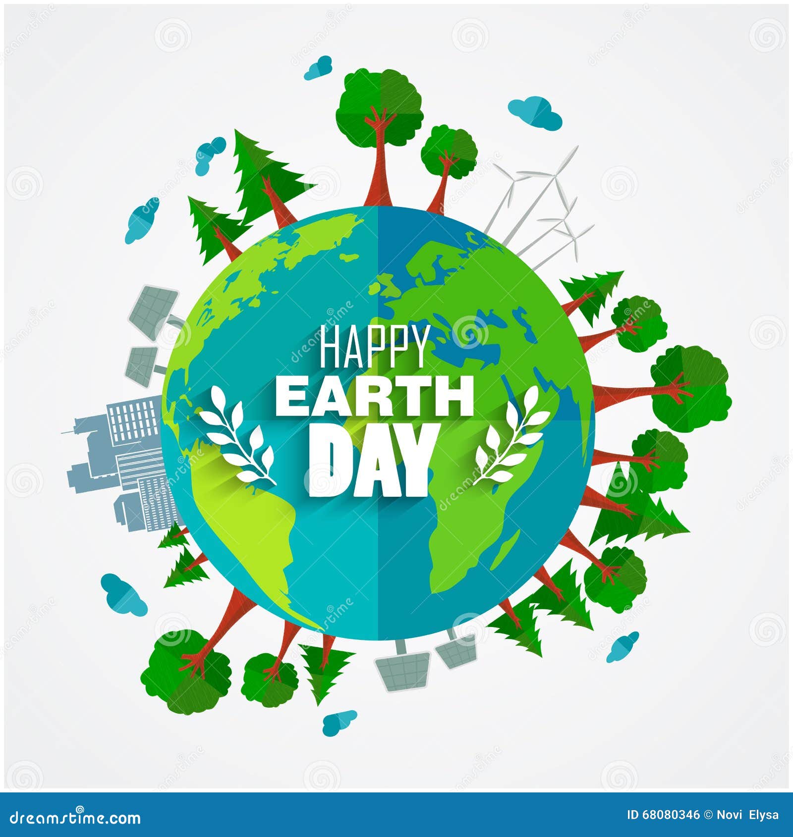 Earth Day Background for Environment Symbols on Clean Earth Stock ...