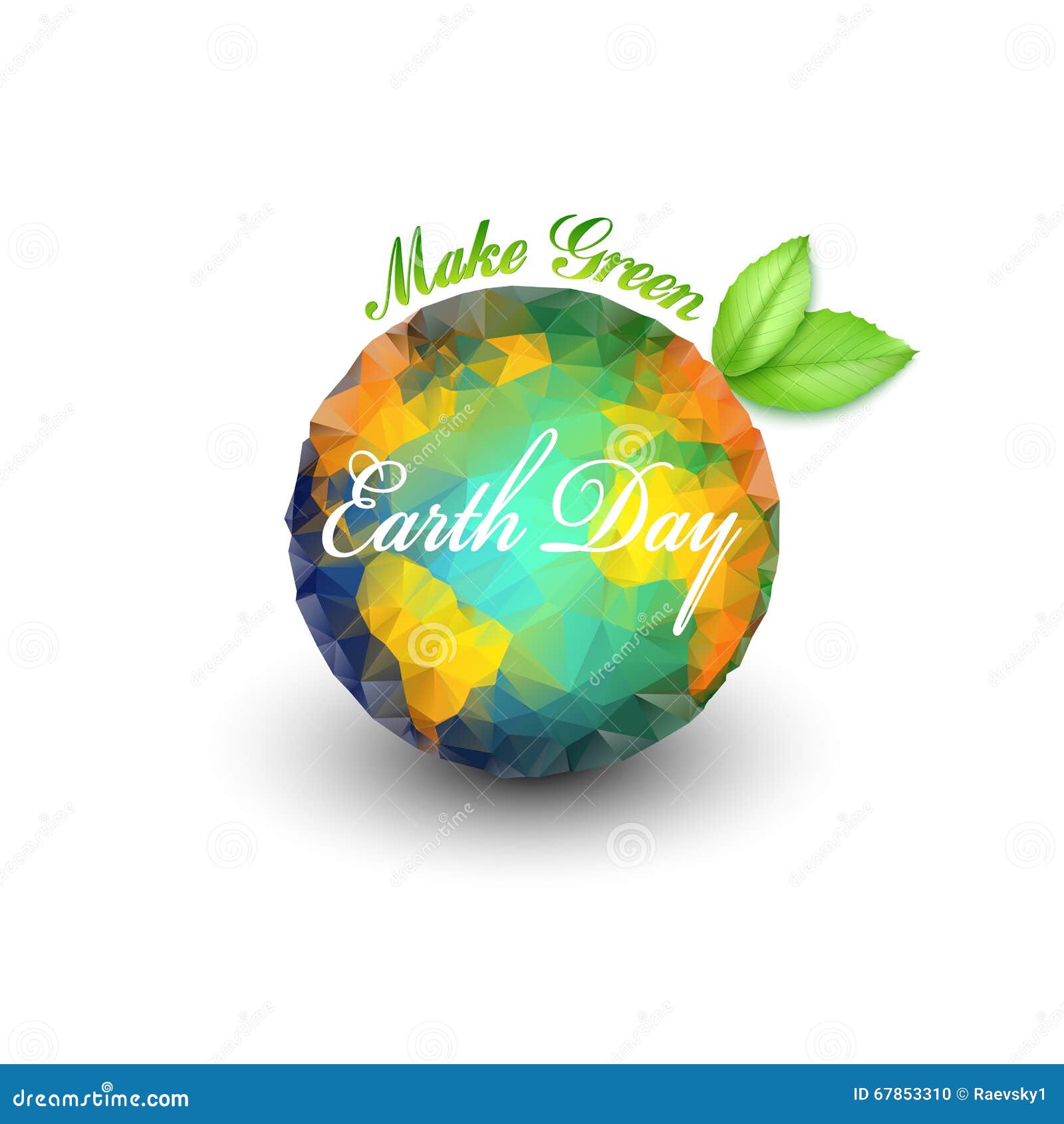 Earth Day Background with the Words, Planet and Green Leaves. Triangle ...