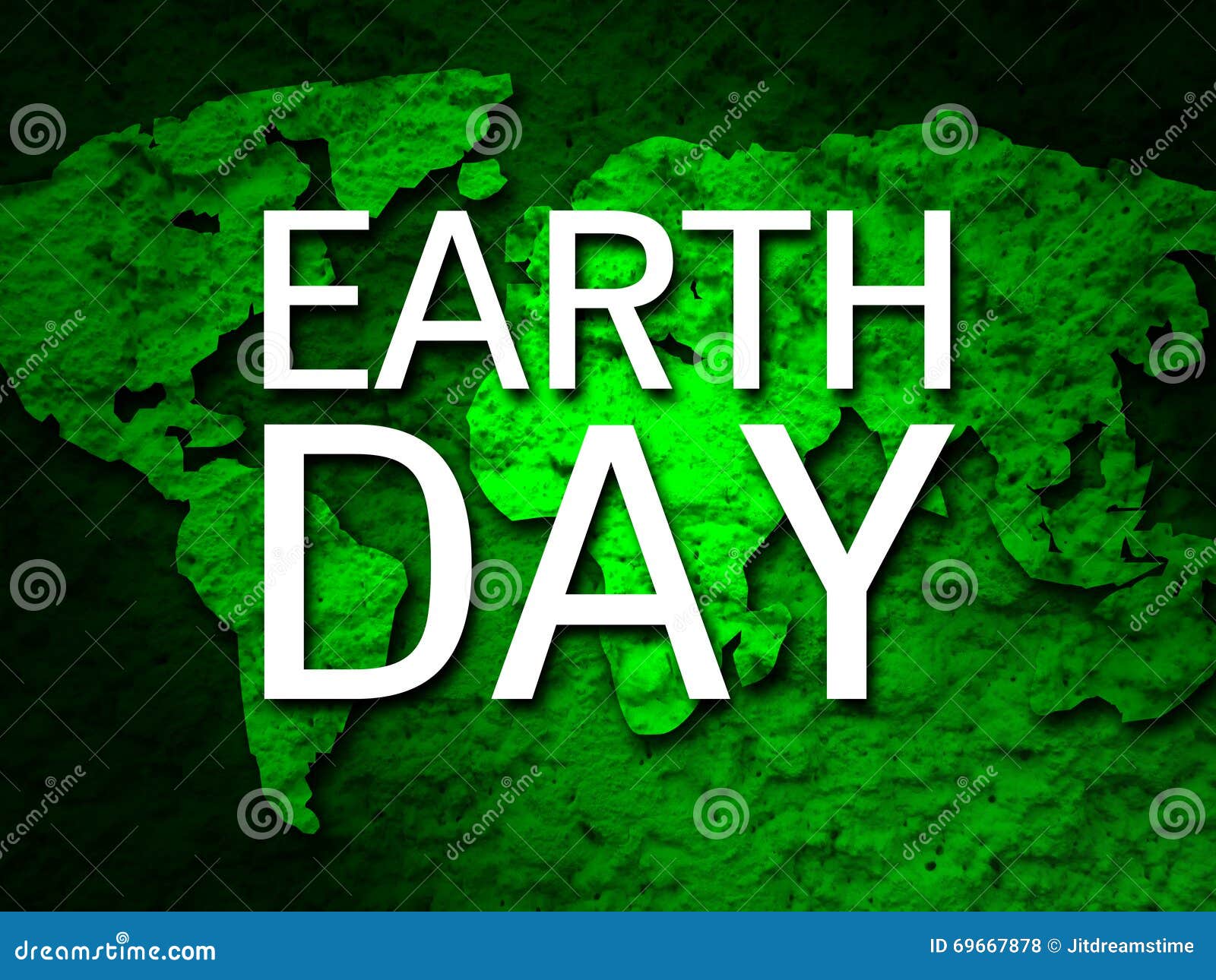 Earth Day Banner Green Earth Map 1 Stock Illustration - Illustration of ...